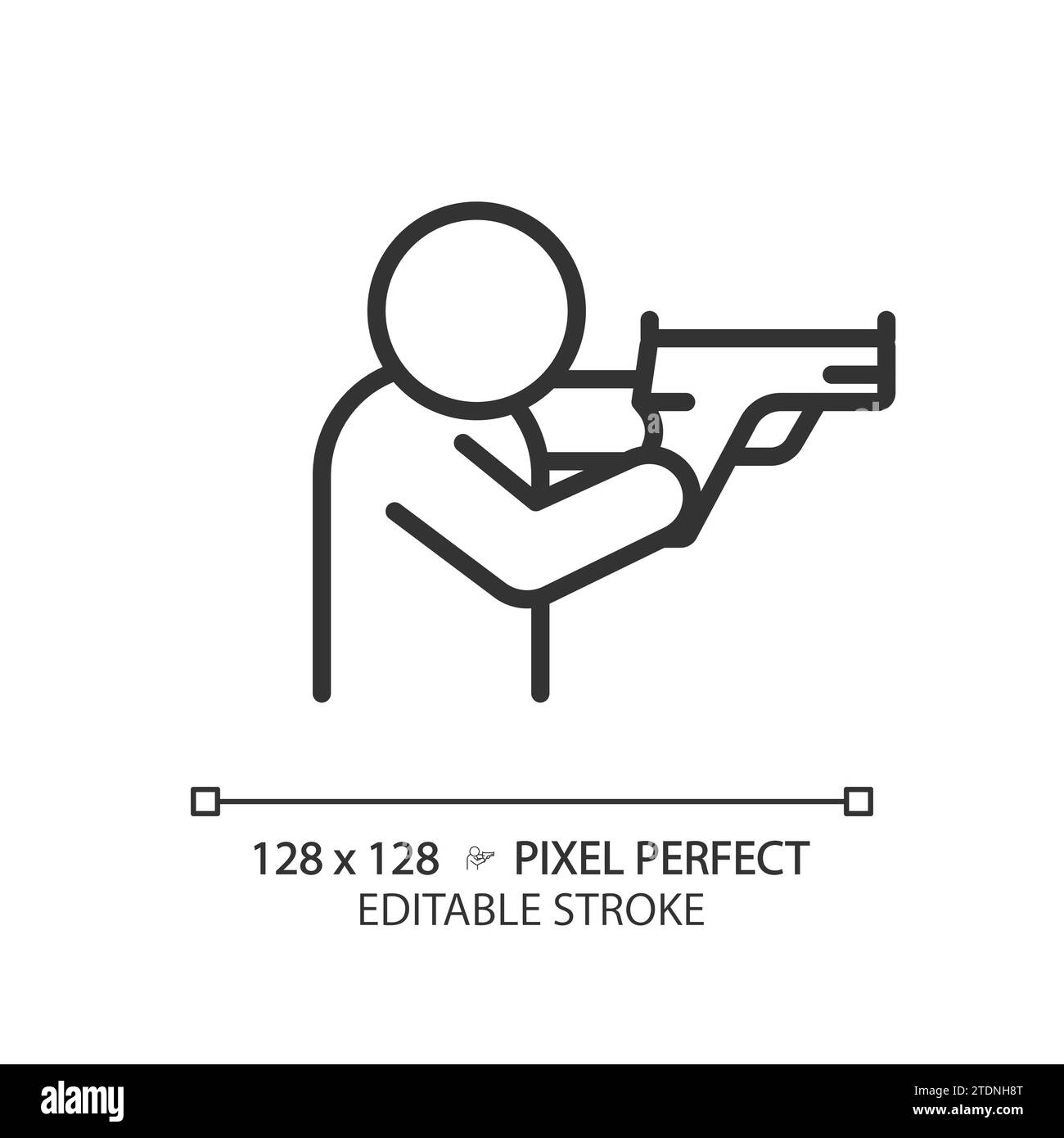 2D thin line pixel perfect simple black shooting stance icon Stock ...