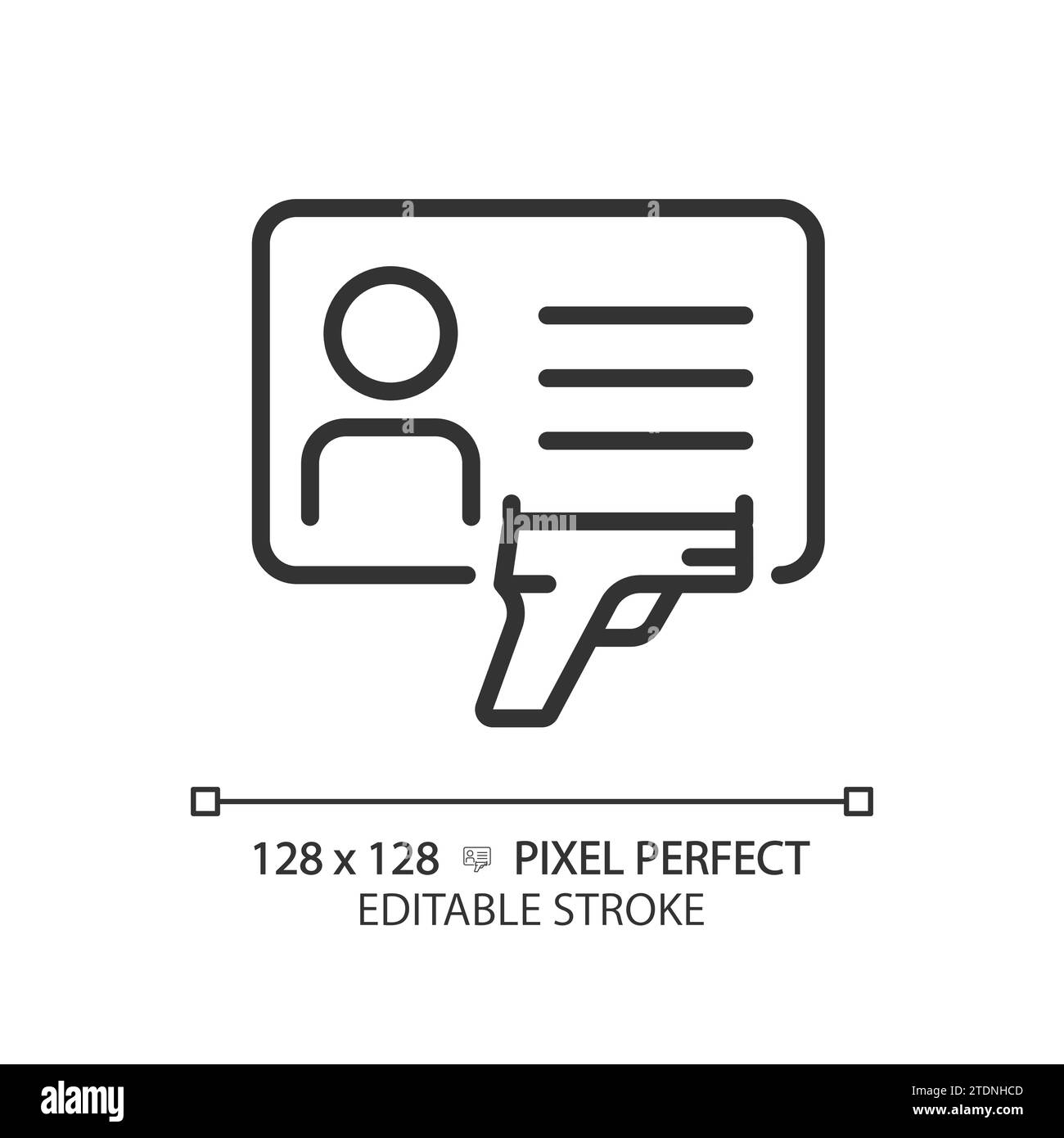 2D thin line pixel perfect simple black weapon license icon Stock ...