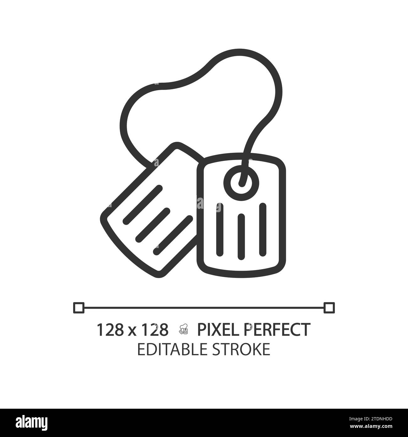 2D thin line pixel perfect simple black dog tag icon Stock Vector Image ...