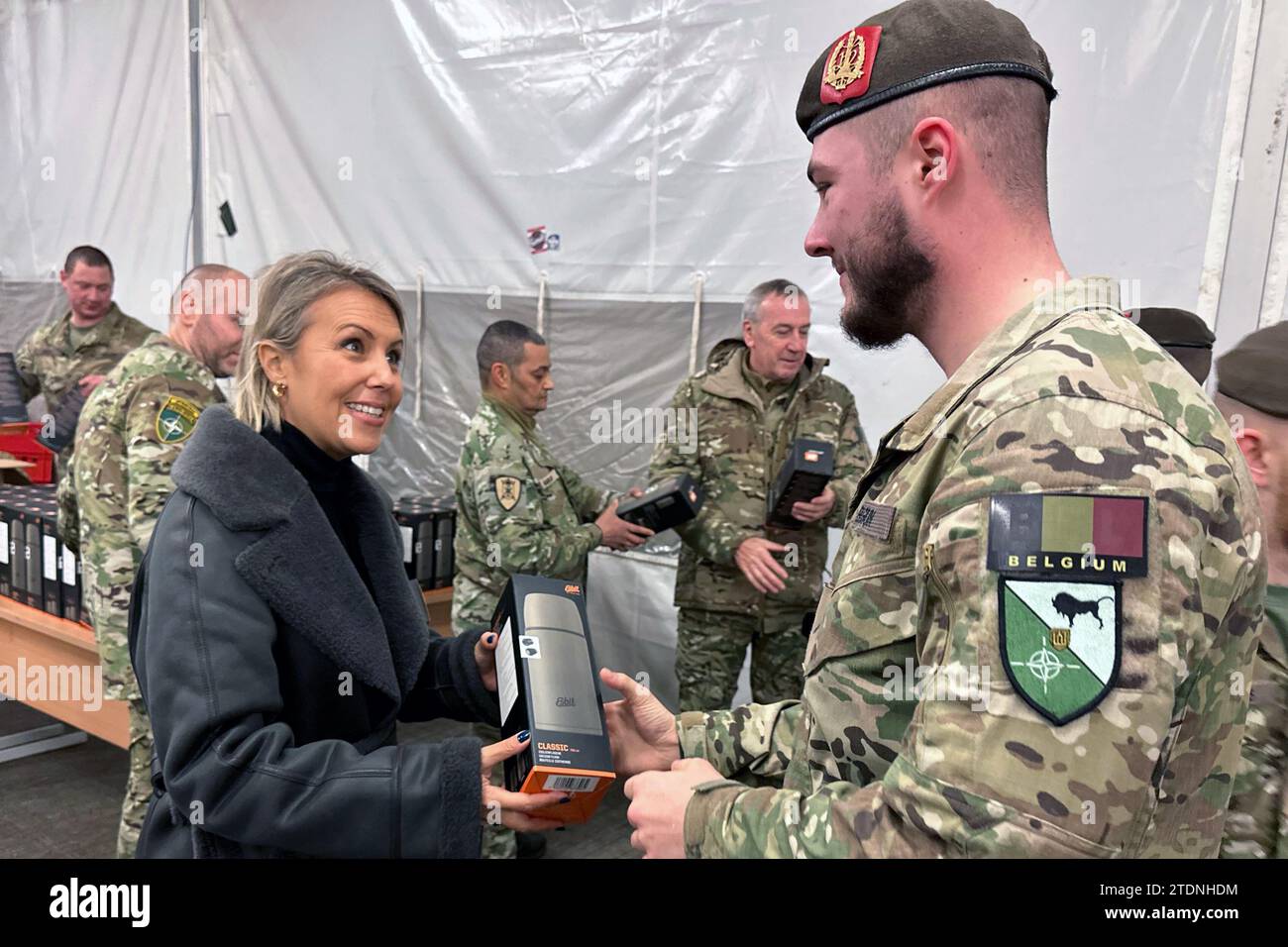 Rukla, Lithuania. 19th Dec, 2023. Defence minister Ludivine Dedonder ...