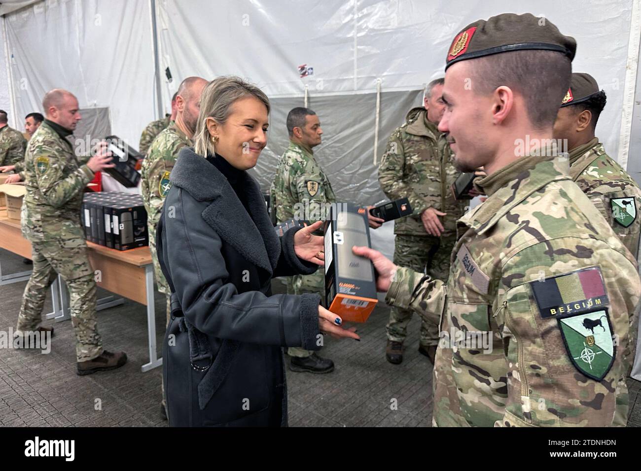 Rukla, Lithuania. 19th Dec, 2023. Defence minister Ludivine Dedonder ...