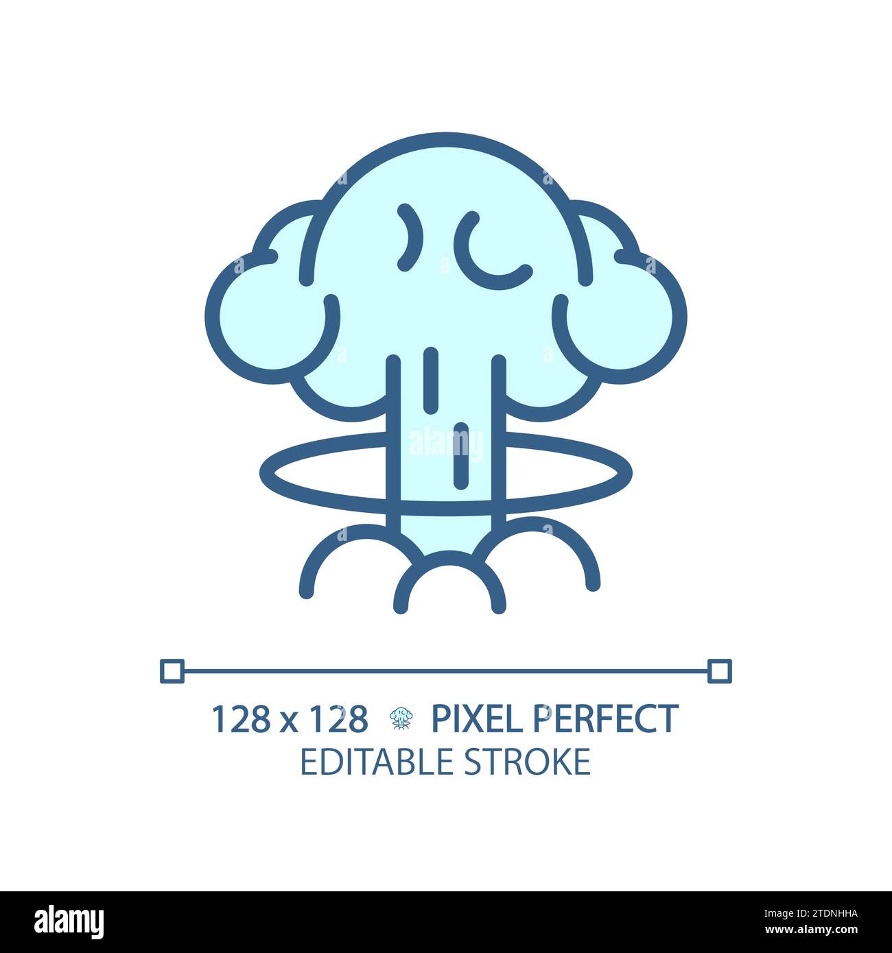 2D thin linear pixel perfect blue nuclear explosion icon Stock Vector ...