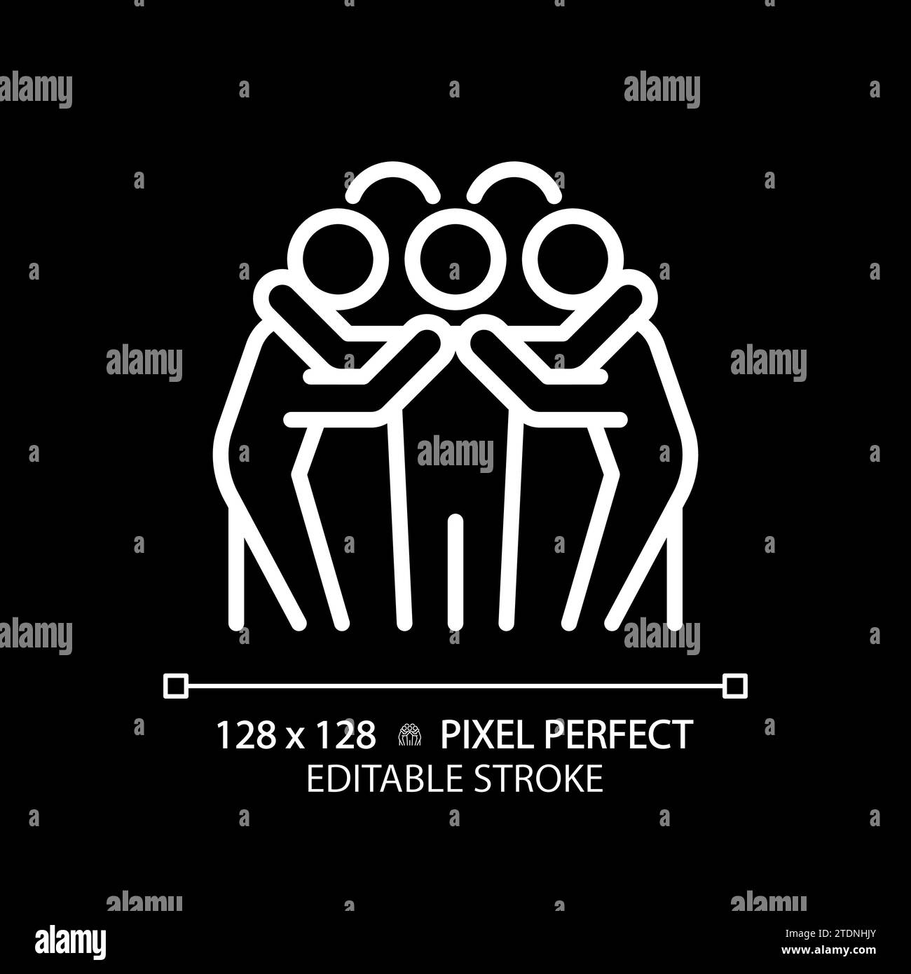 Team huddle white linear icon for dark theme Stock Vector Image & Art ...