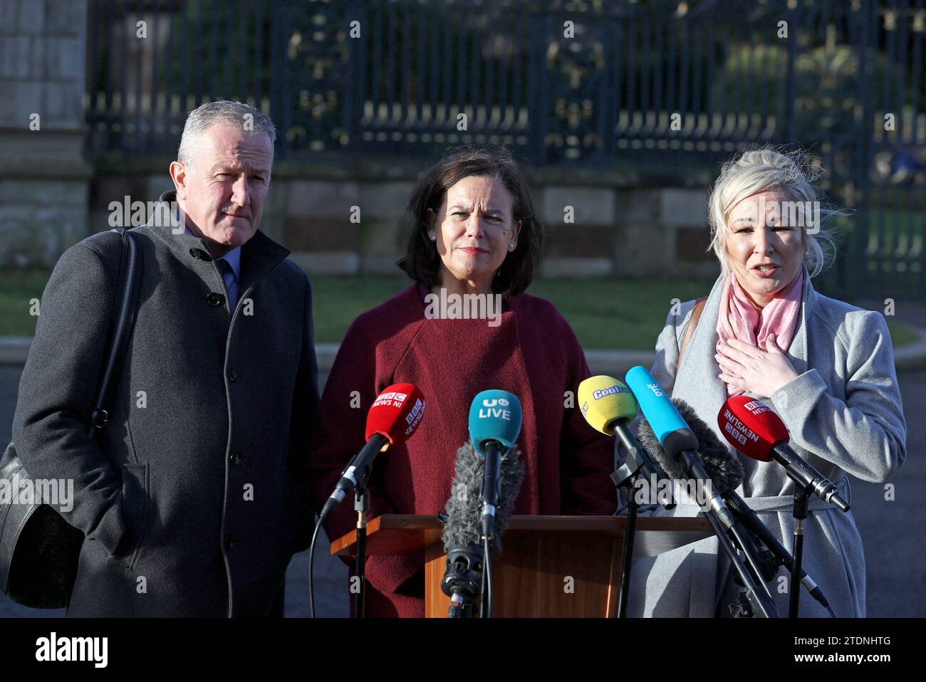 Sinn Fein representatives (left to right) MLA Conor Murphy, president ...