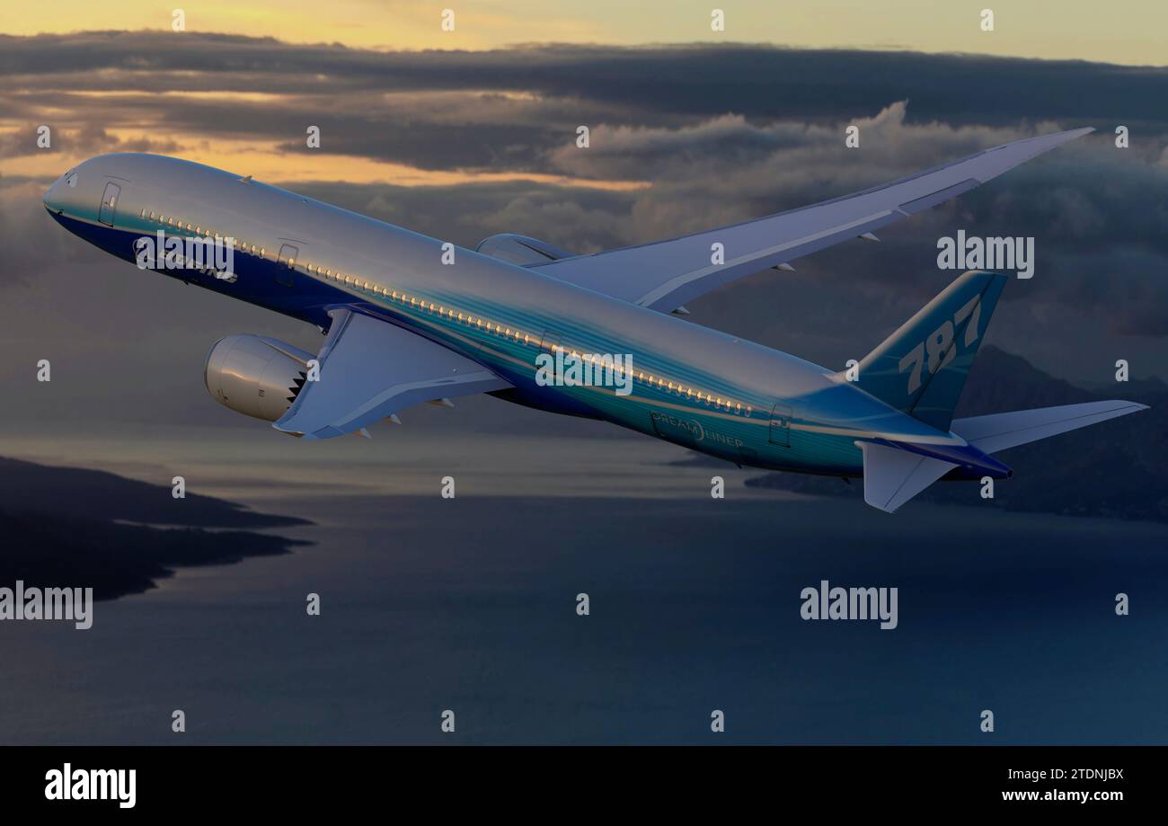 Boeing 787-8 Dreamliner during a flight over the sea Stock Photo - Alamy