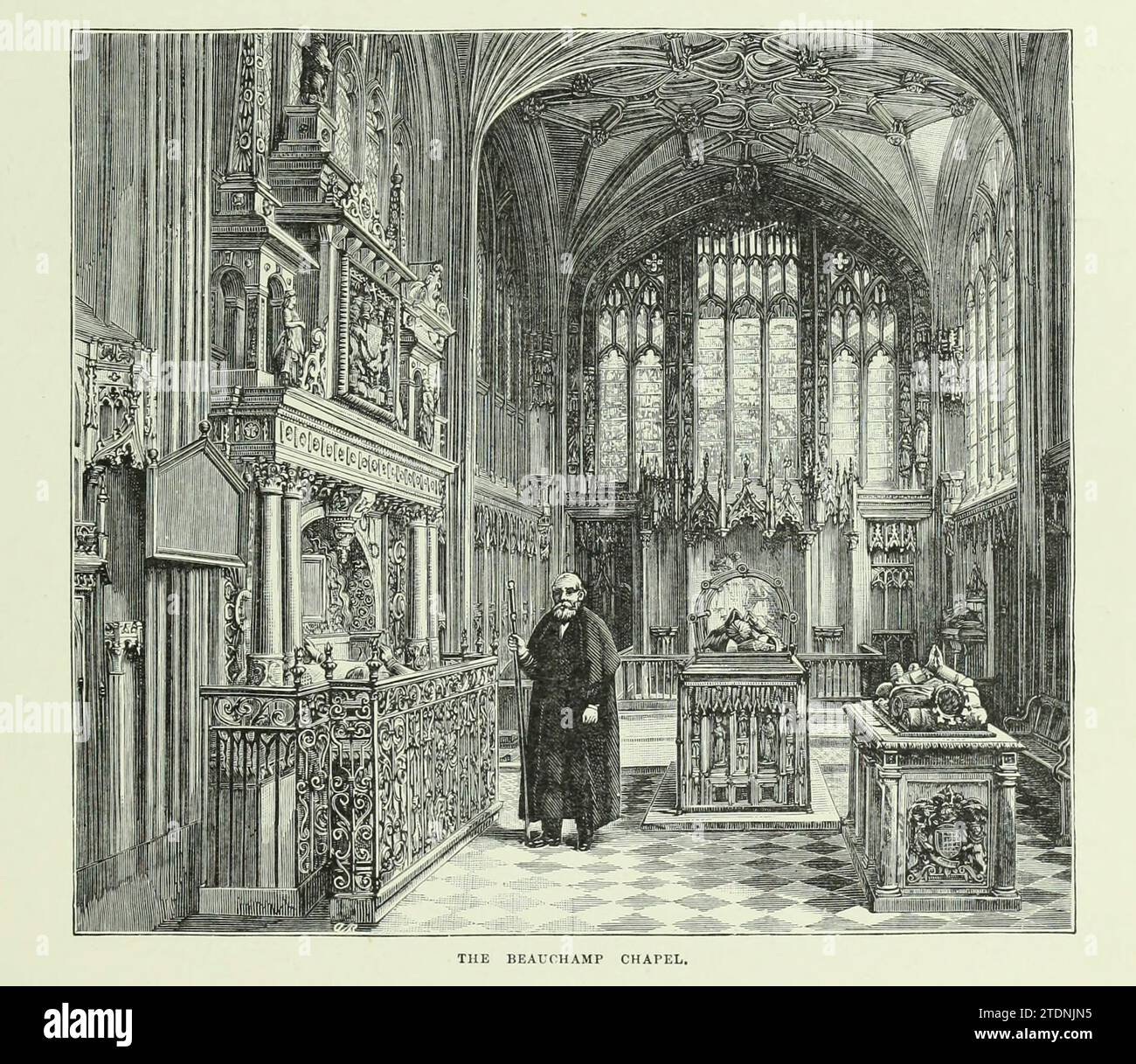 ST. MARY'S, WARWICK. TOMBS OF THE BEAUCHAMPS from the book ' Cathedrals ...
