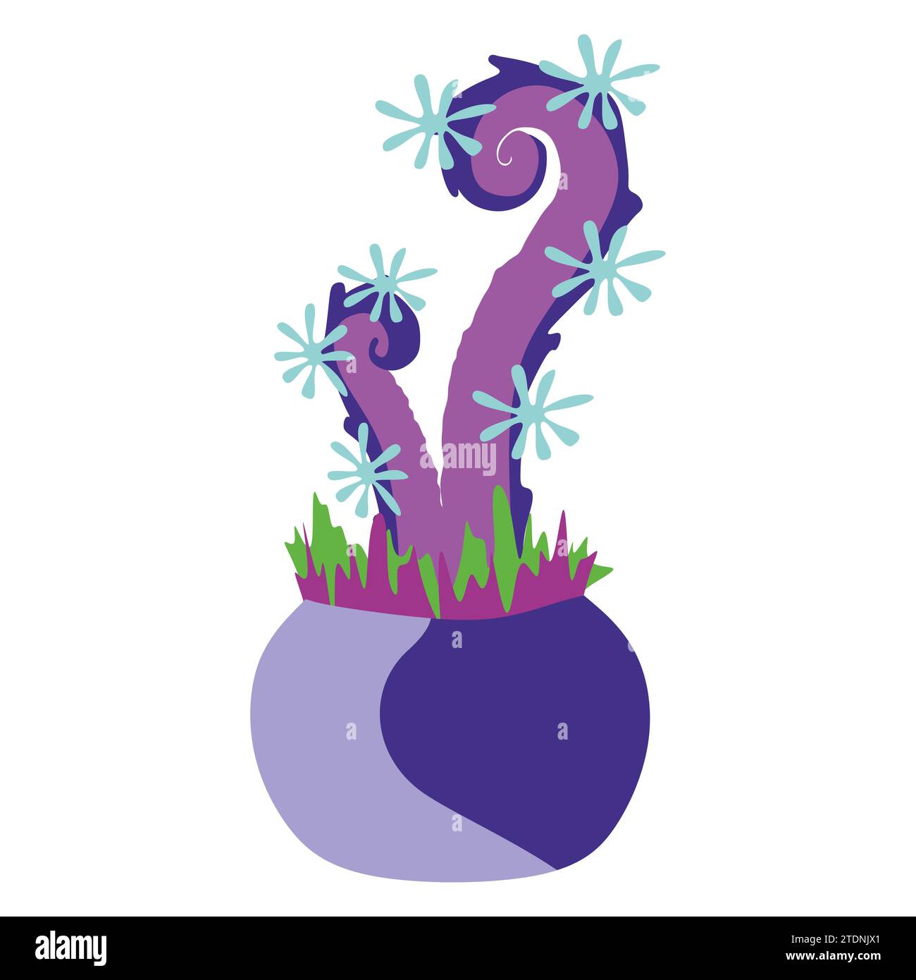 Cartoon scary carnivorous plant on white background. Vector Colorful ...
