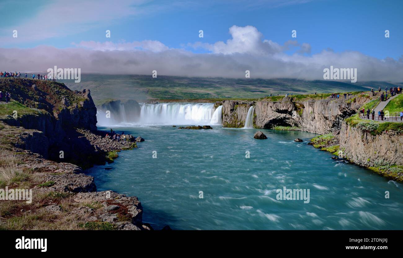 Godafoss, Iceland - 2nd July 2022:Tourists viewing Godafoss waterfall ...