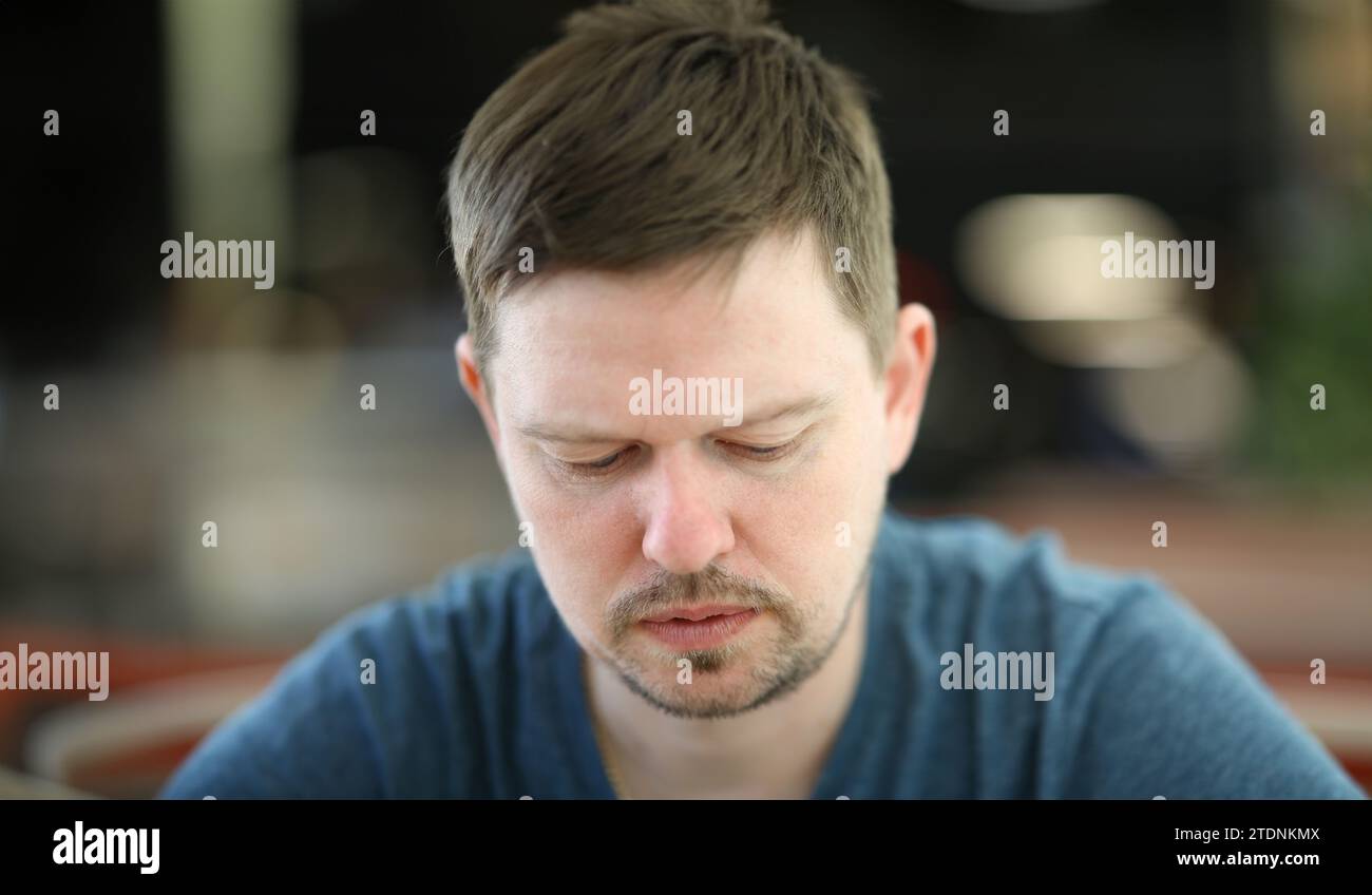Portrait unshaven perplexed man hi-res stock photography and images - Alamy