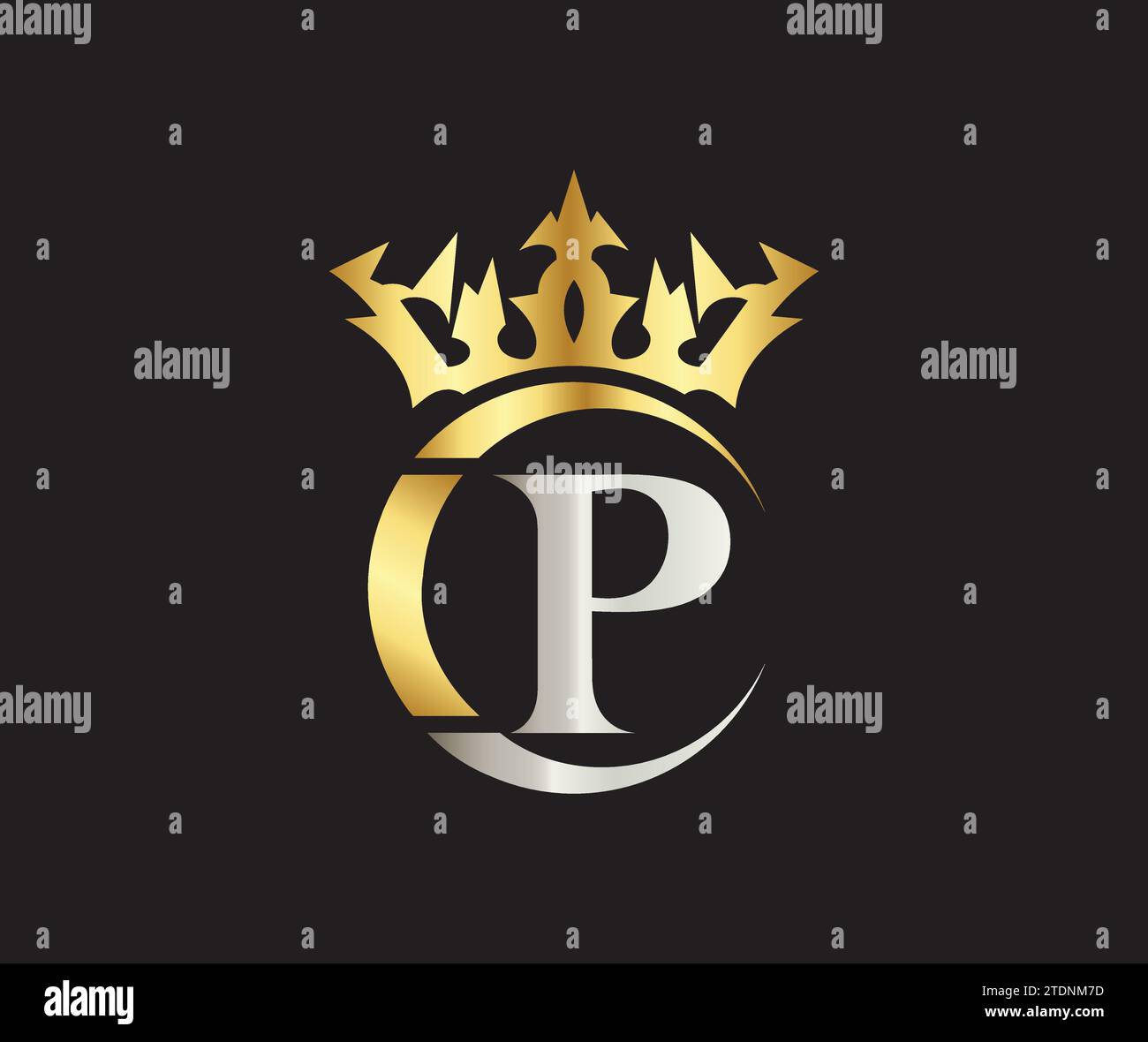 P letter Crown luxury kingdom sign with Golden Color Company Logo ...