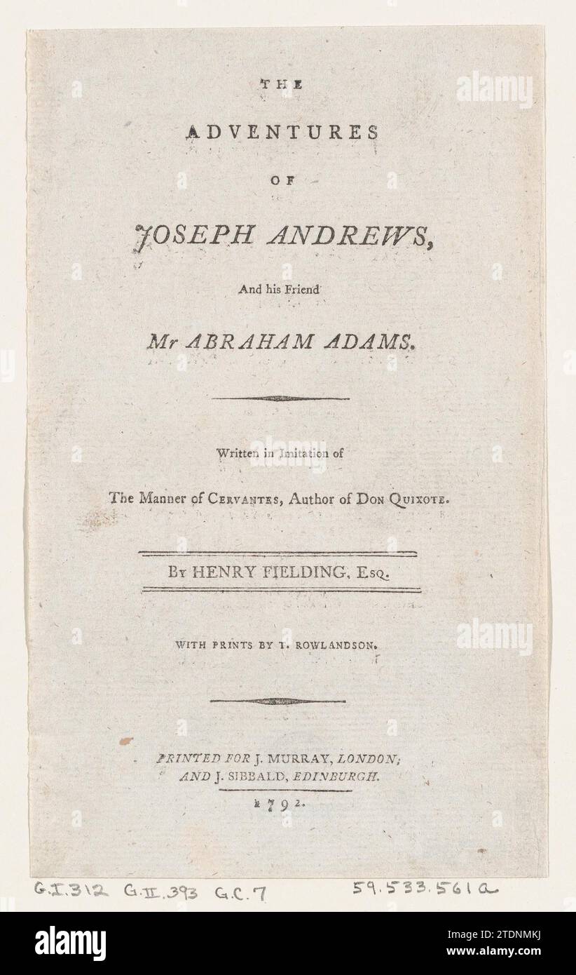 Title Page: "The Adventures of Joseph Andrews, and His Friend Mr ...