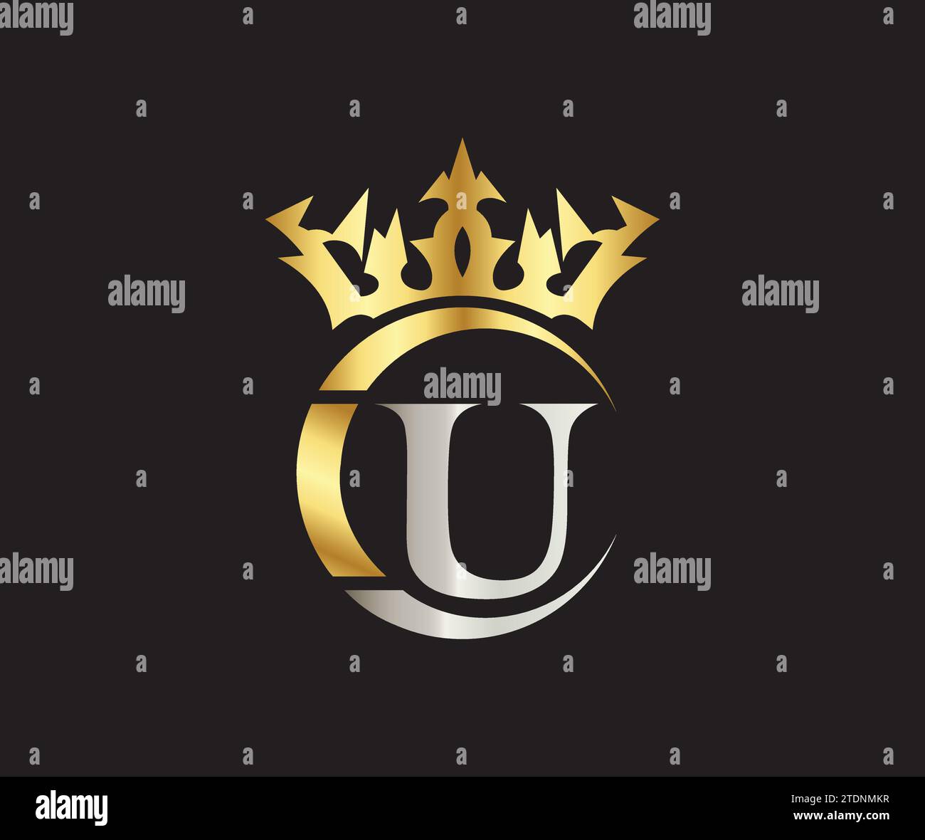 U letter Crown luxury kingdom sign with Golden Color Company Logo ...