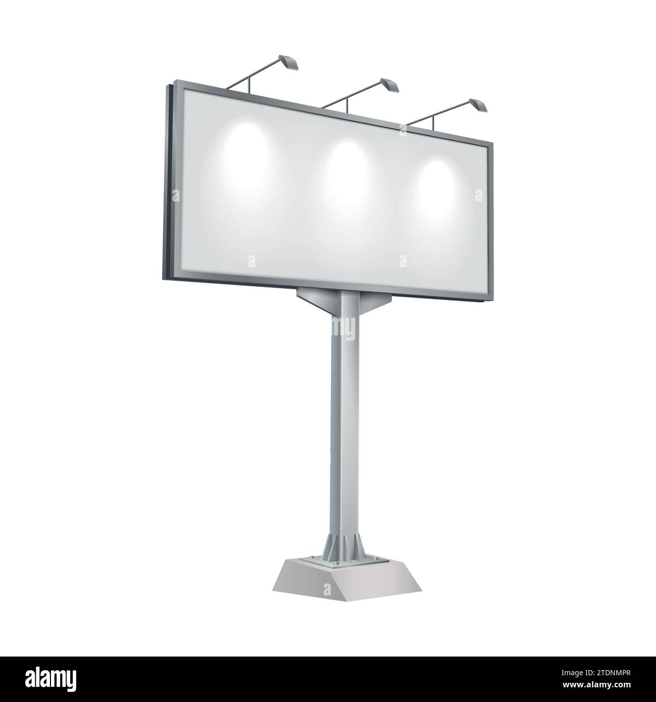 Billboard on single pole with lamps realistic vector illustration three ...