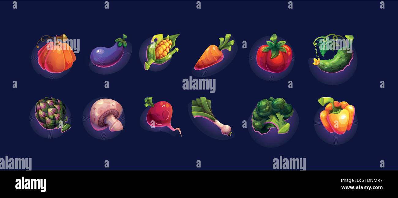 Fresh vegetables color icon vector illustrations big set. Kitchen ...