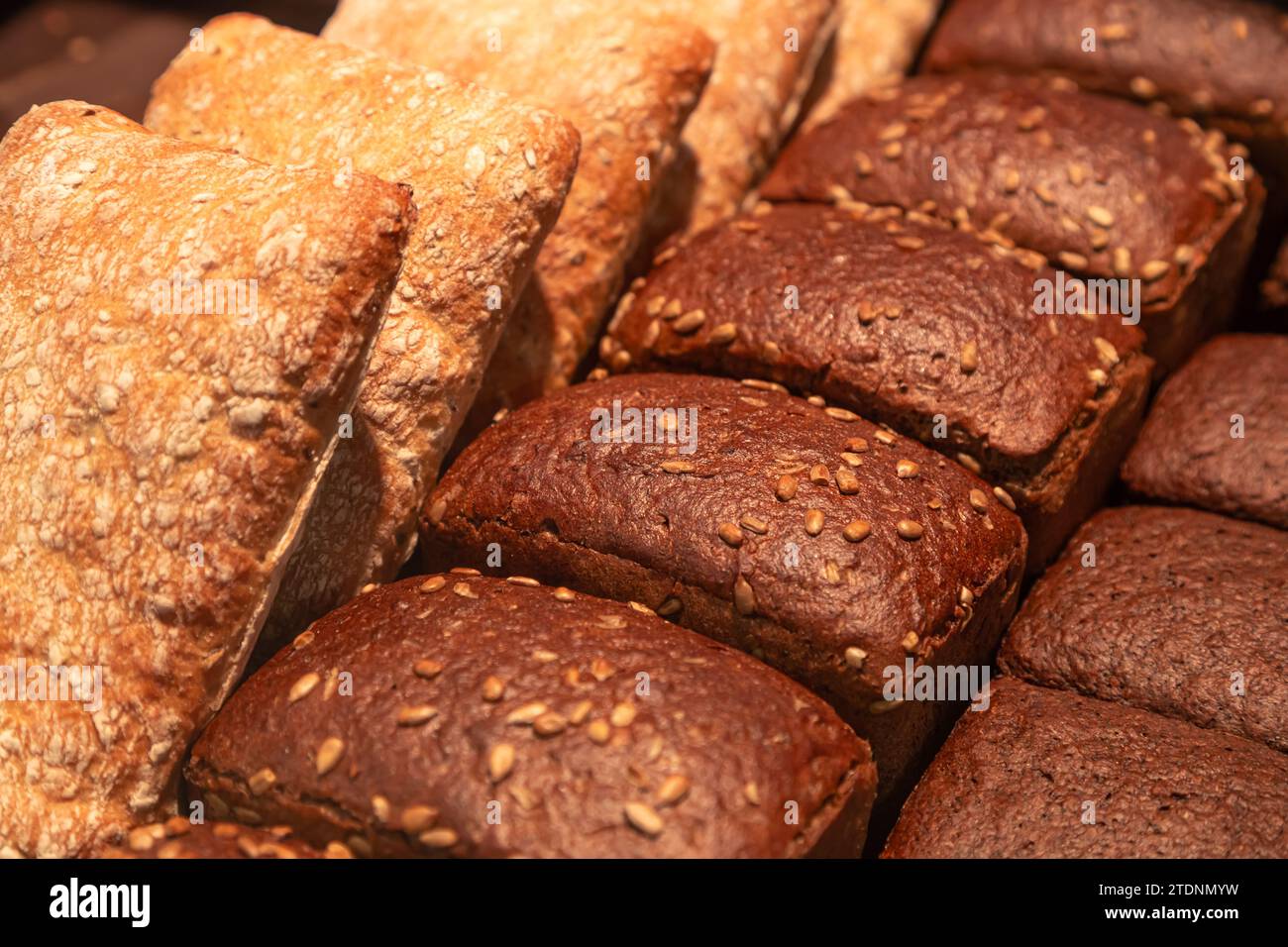 Set of breads stored for sale and consumption in supermarket Stock ...