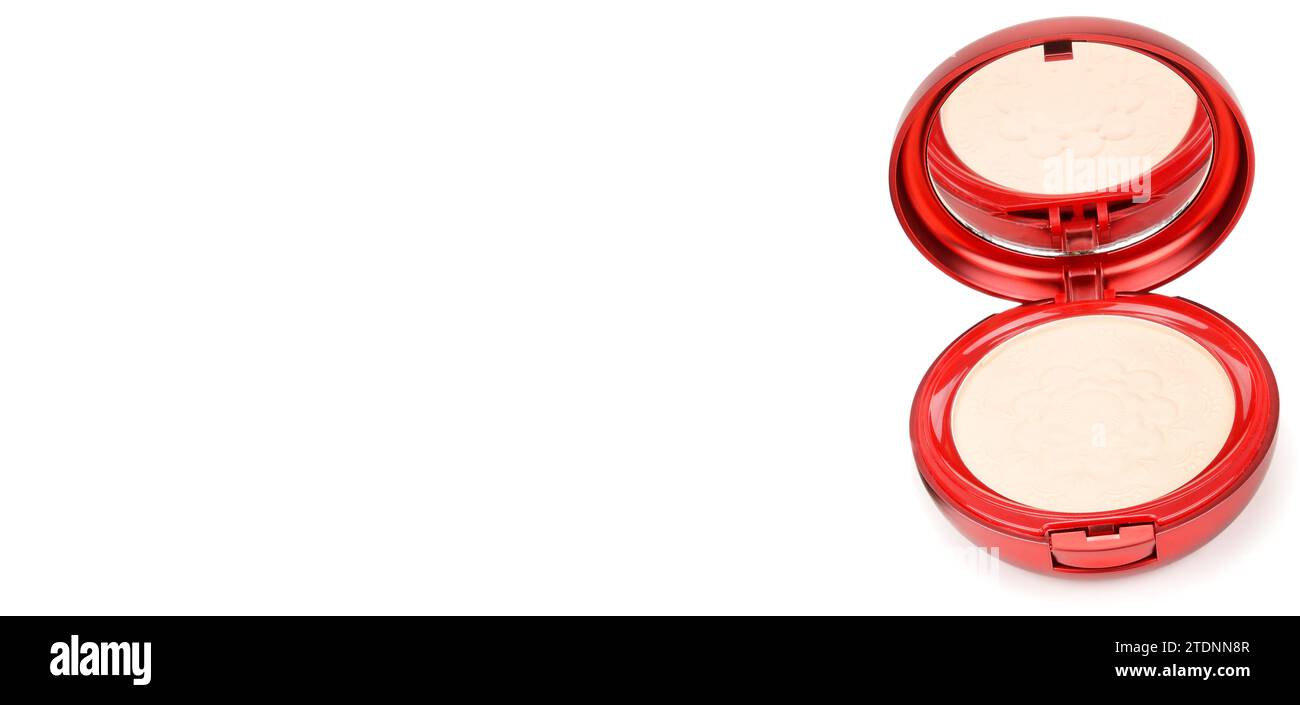 Powder for makeup isolated on white background. Free space for text ...
