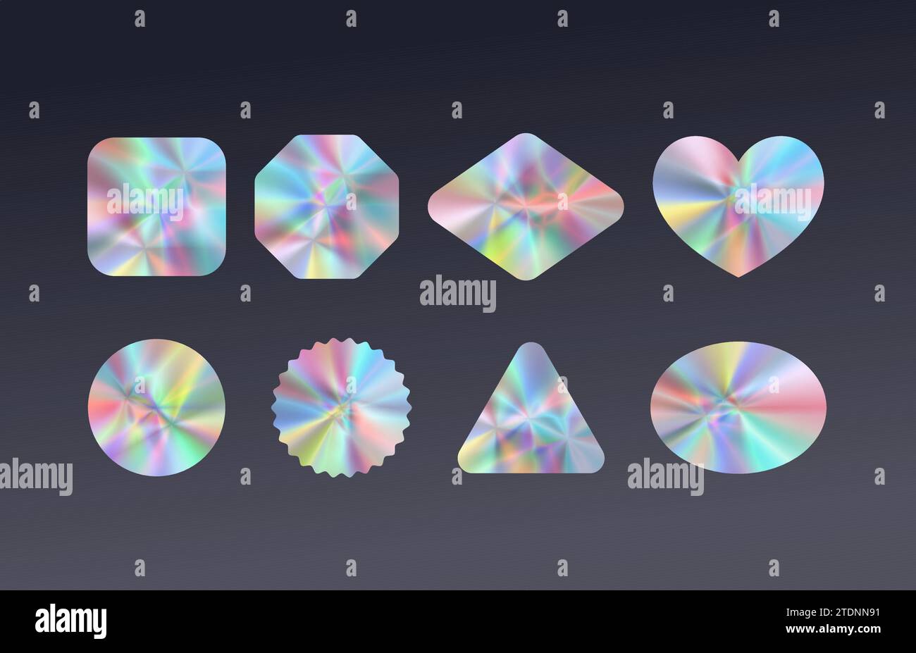 Holographic logo stickers with abstract patterns in rainbow color ...