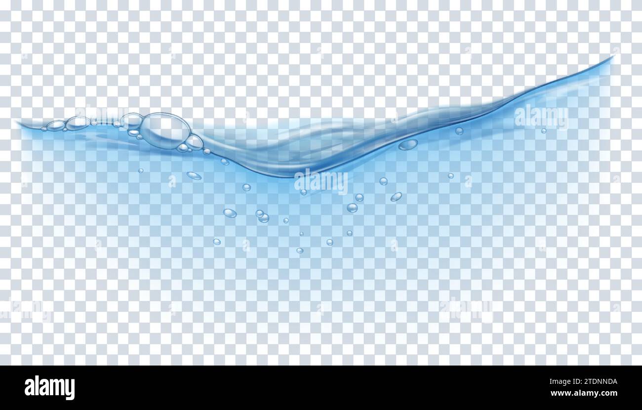 Clean water with bubbles realistic vector illustration. Refreshing ...
