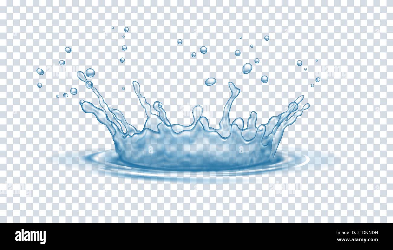 Water splashes in crown shape realistic vector illustration. Clear ...
