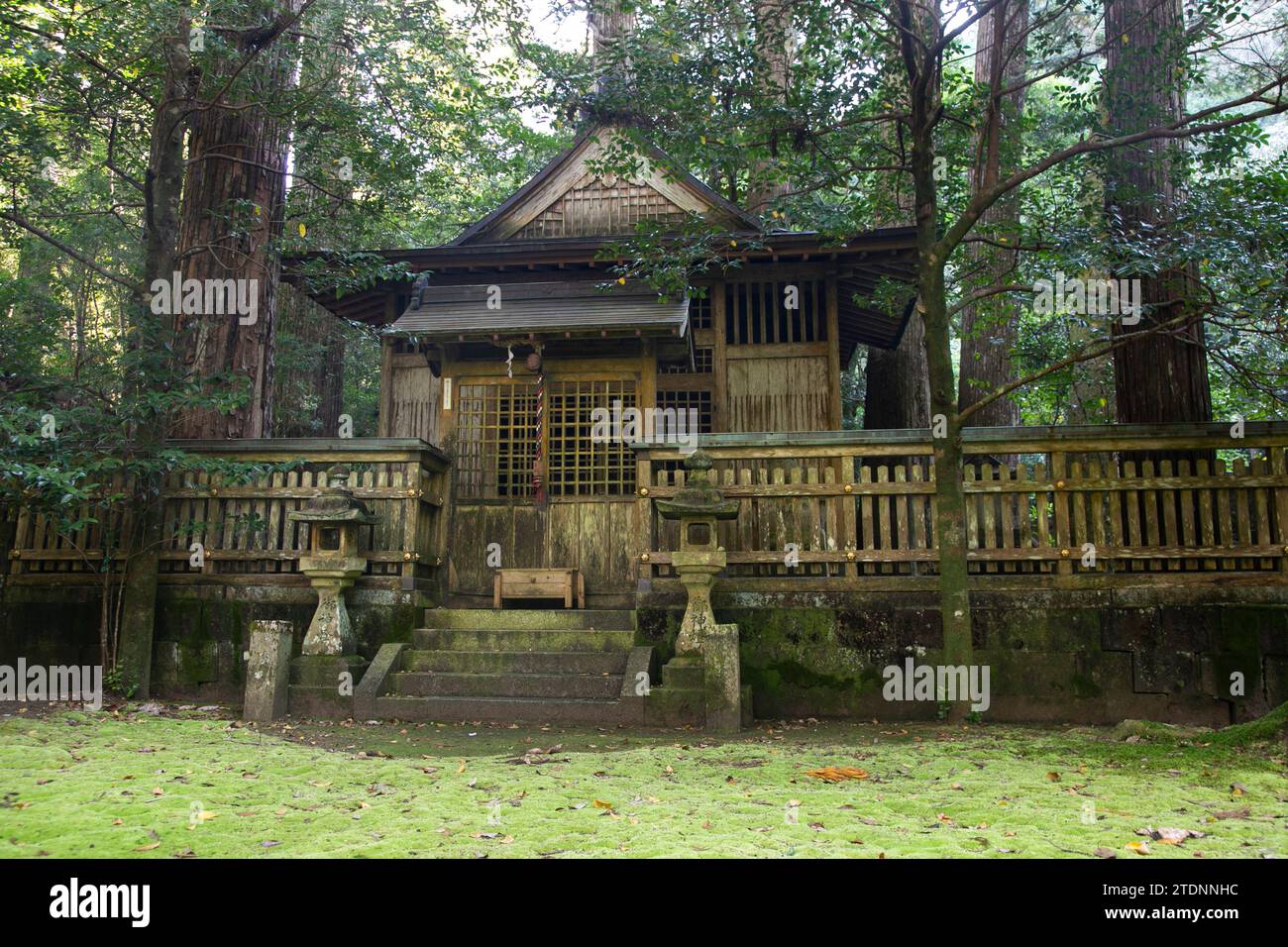 Carved stone monoliths at a Japanese shrine in Wakayama Prefecture in ...