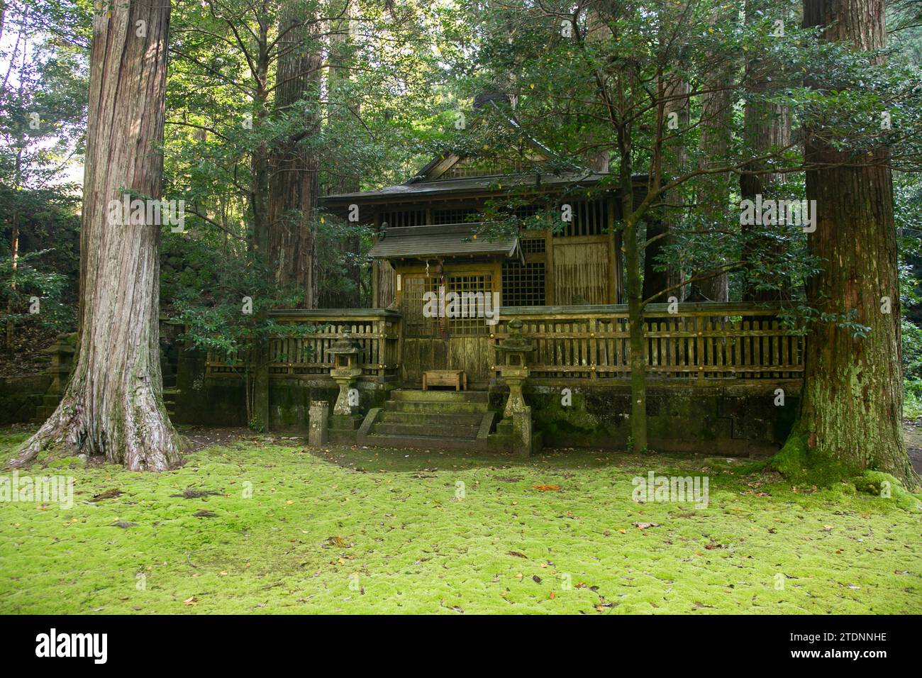 Carved stone monoliths at a Japanese shrine in Wakayama Prefecture in ...