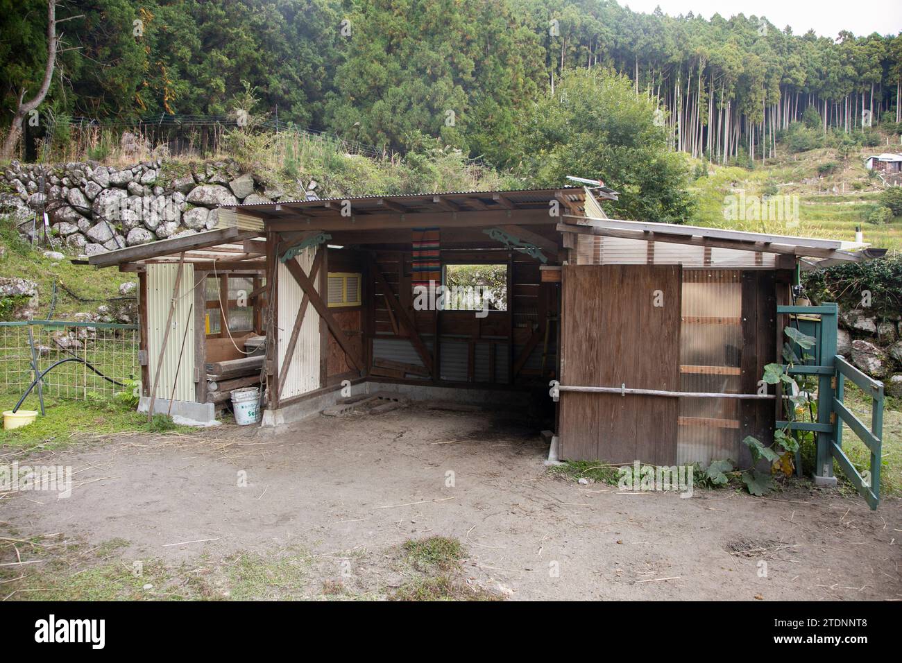 Wooden animal barn on a farm in Japan Stock Photo - Alamy