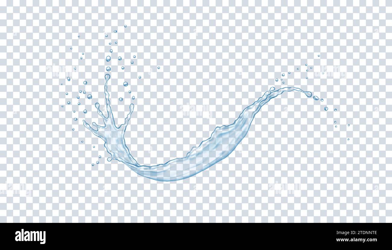 Splashing water fluid with droplet realistic vector illustration ...