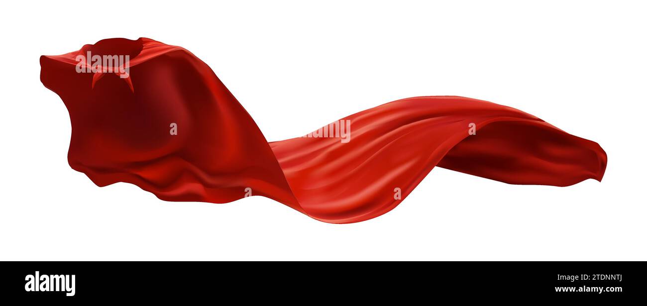Flowing crimson superhero cape color vector realistic illustration ...