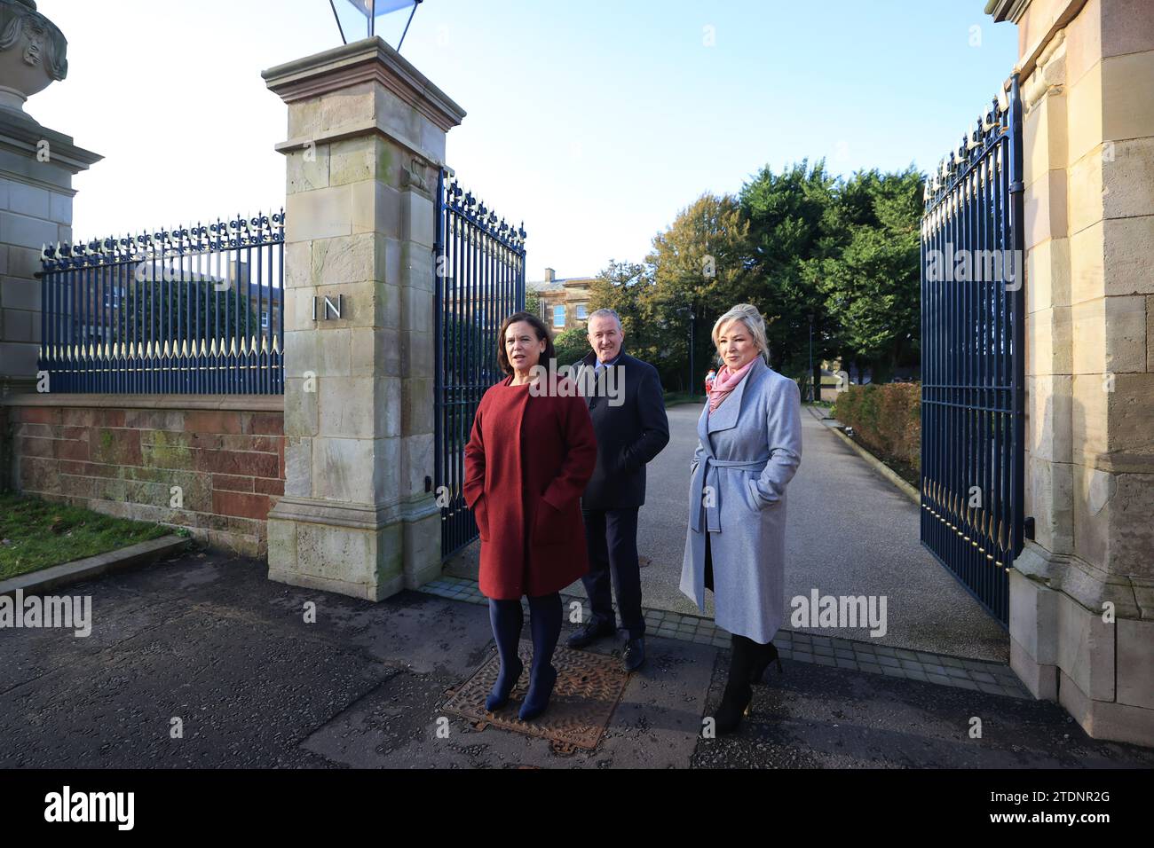 Sinn Fein representatives (left to right) president Mary Lou McDonald ...