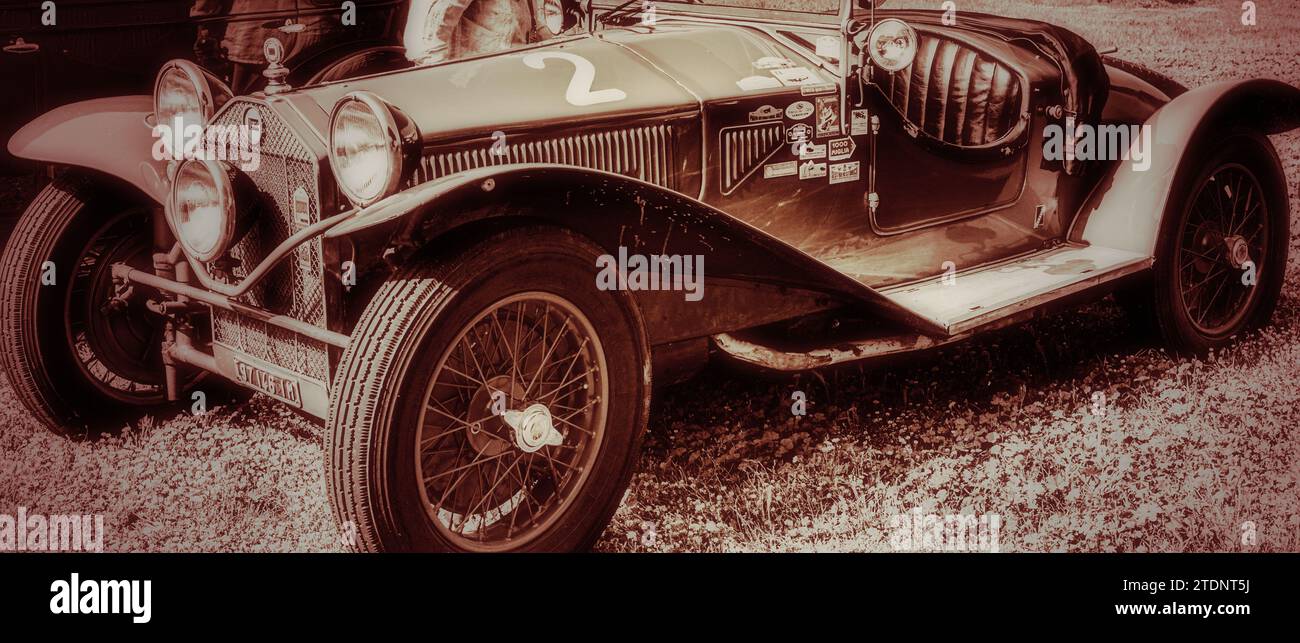 Old vintage Italian car (monocolor Stock Photo - Alamy