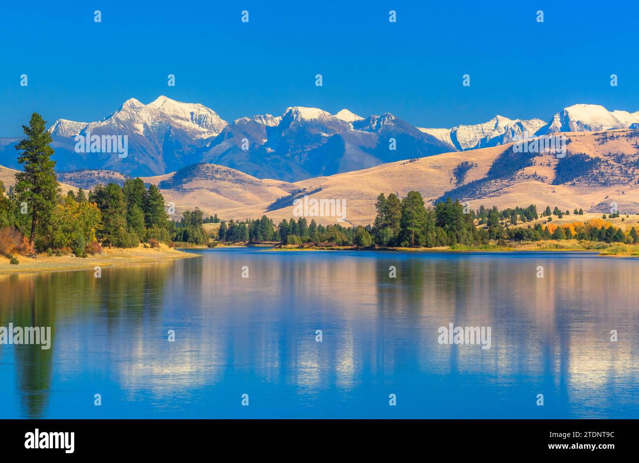 flathead river in autumn below the mission mountains near dixon ...