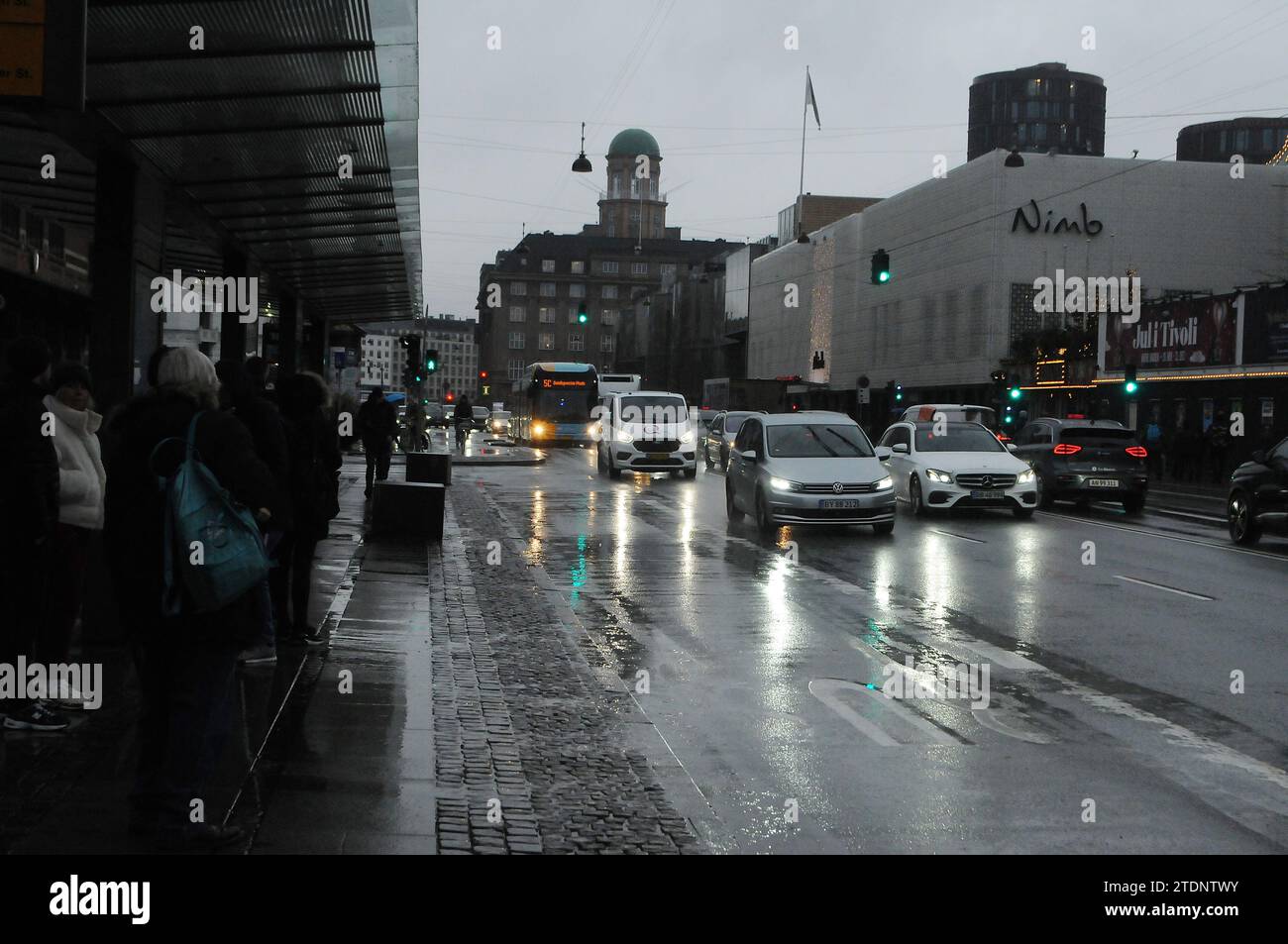 Copenhagen, Denmark /19 December 2023/.Weather rain fall in danish ...