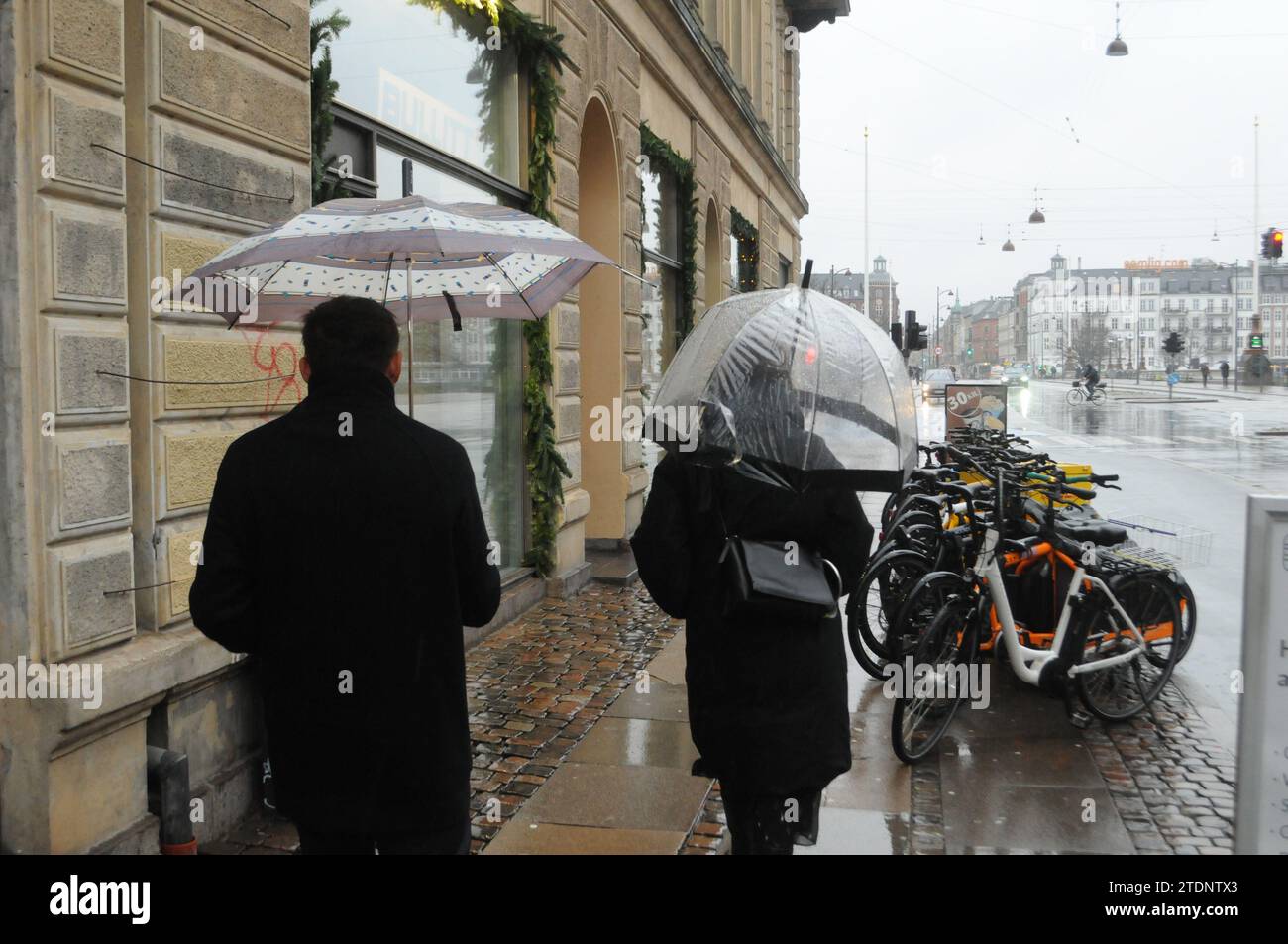 Copenhagen, Denmark /19 December 2023/.Weather rain fall in danish ...