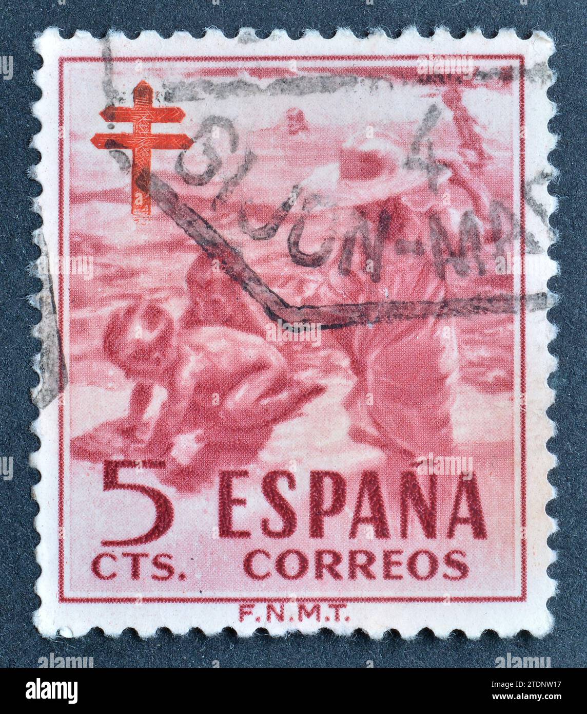 Cancelled postage stamp printed by Spain, that promotes The fight ...