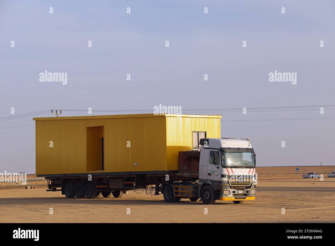 Lorry loaded with a prefabricated building in Saudi Arabia Stock Photo ...