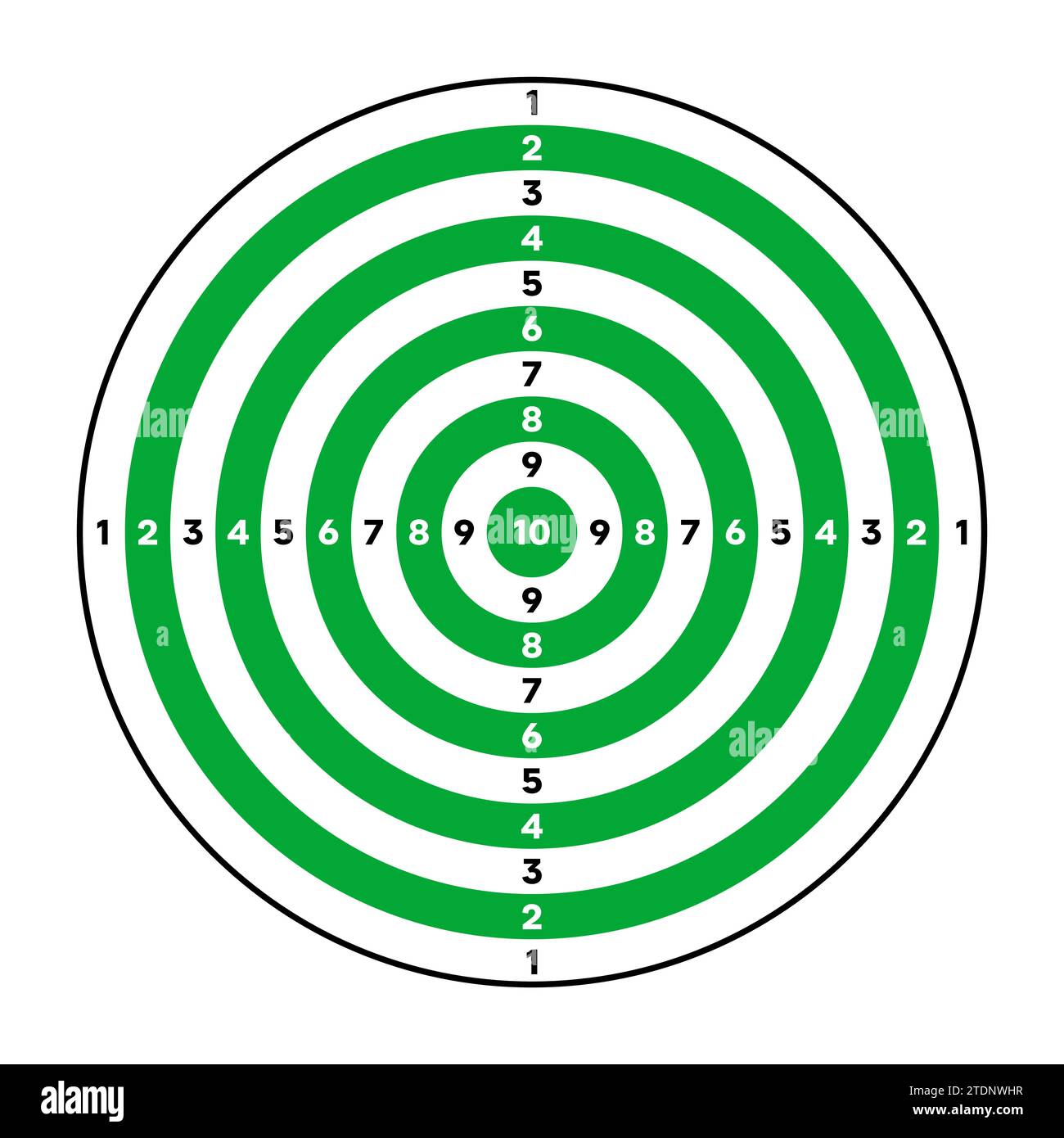 Shooting range paper target with divisions, marks and numbers. Archery ...