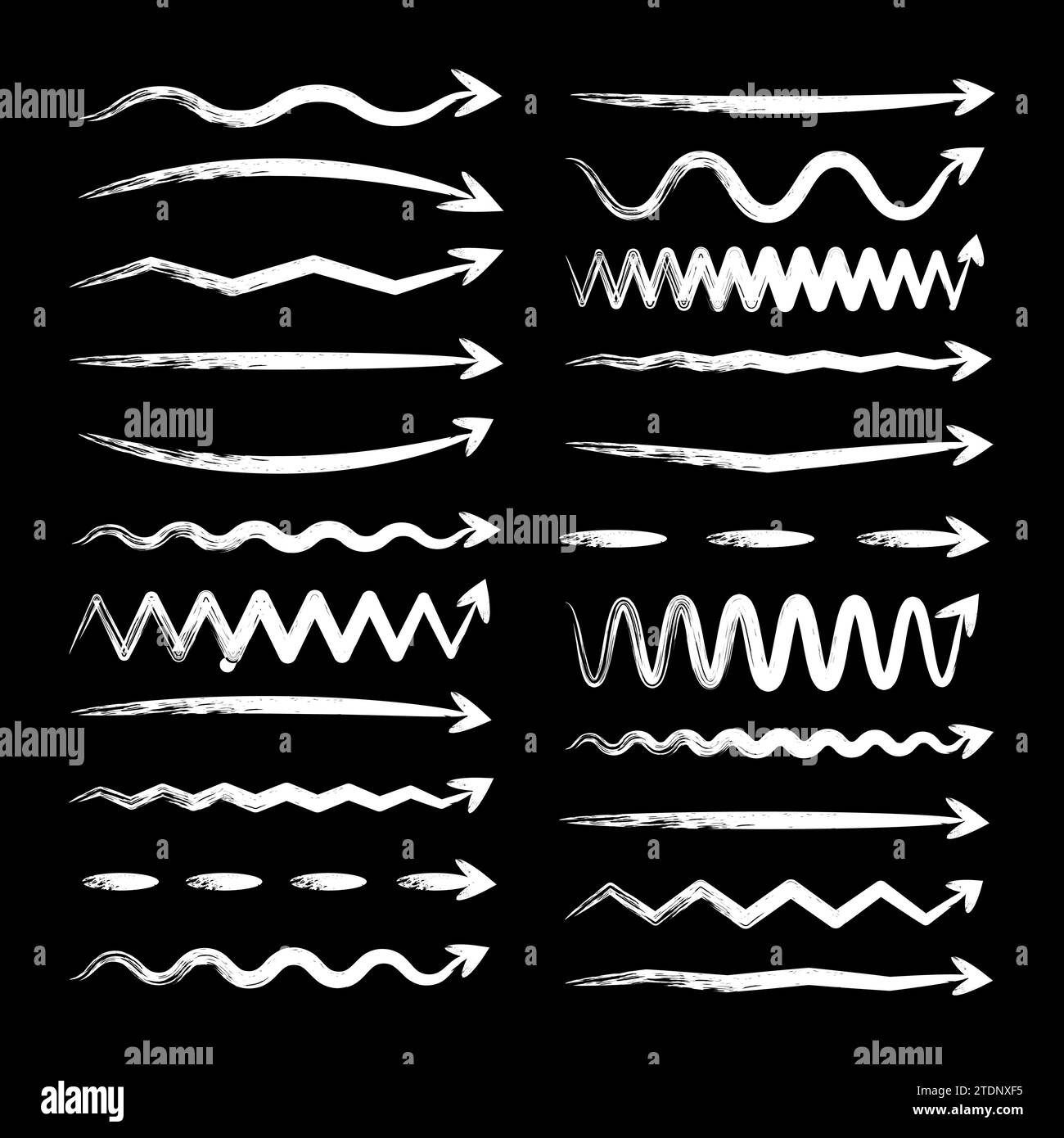 Grunge hand drawn arrows, highlighter lines. Marker stroke, brush pen ...