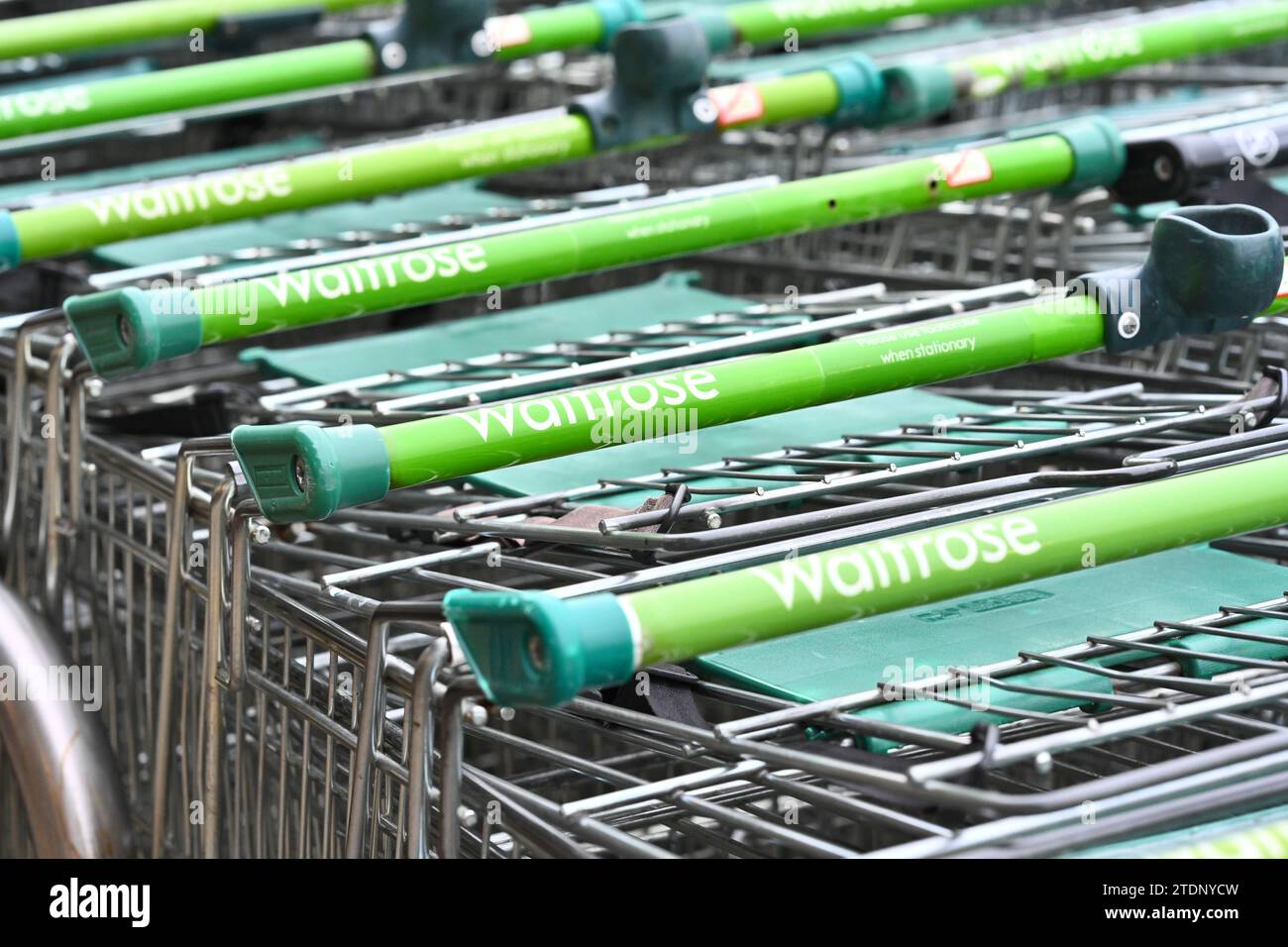 Waitrose supermarket and trolley sign and logo in London, England, UK ...