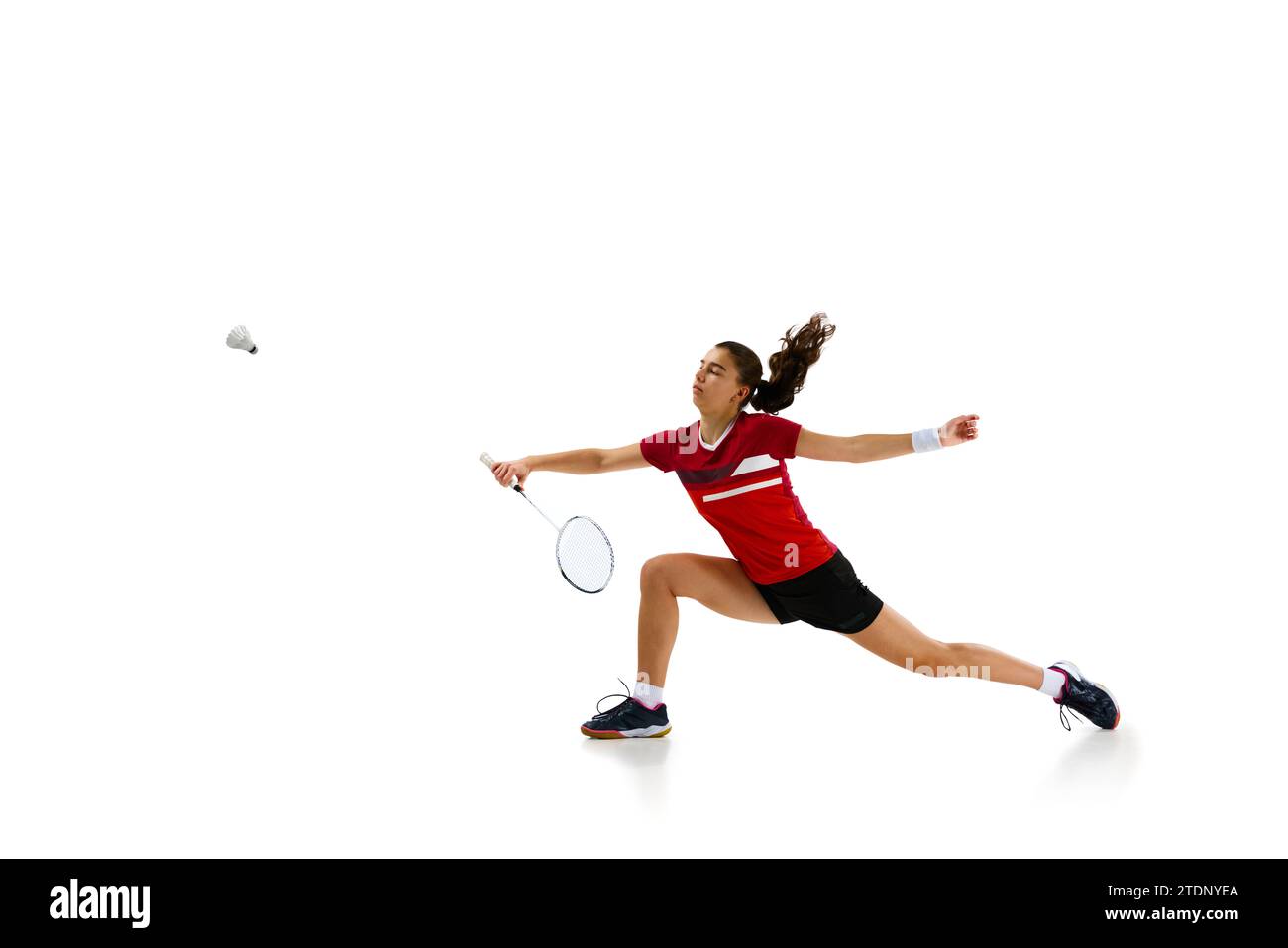 Athleticism and determination. Professional female badminton player ...