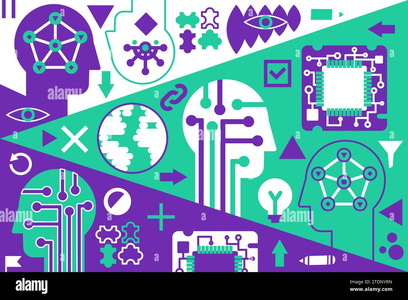 Artificial Intelligence Pop Art poster in gold blue colors with ...