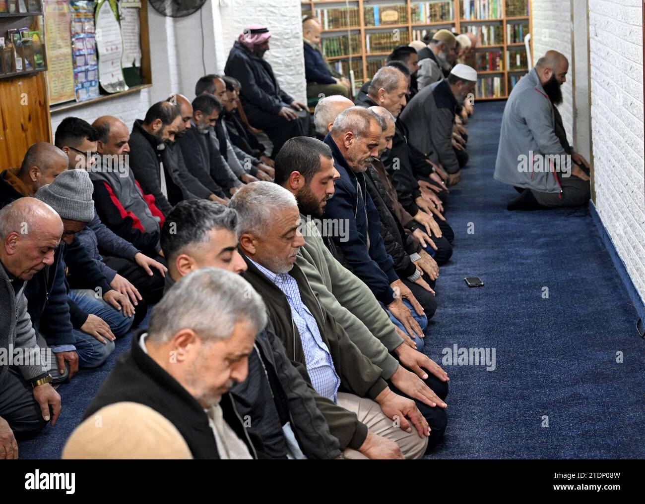 Bethlehem, West Bank. 18th Dec, 2023. Muslim Palestinians pray near the ...