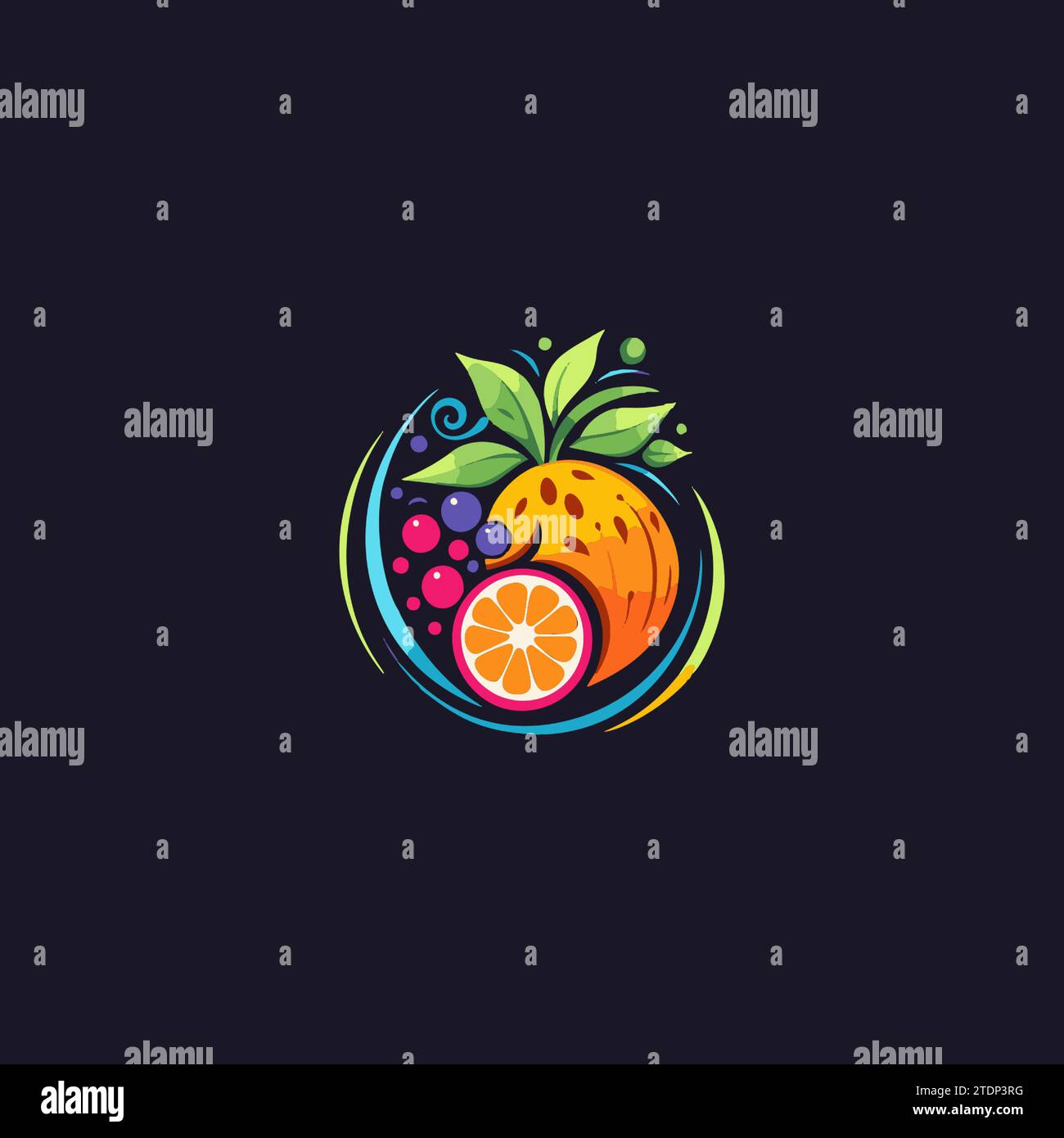 Bright colorful delicious fruit slice icon. Healthy natural organic ...