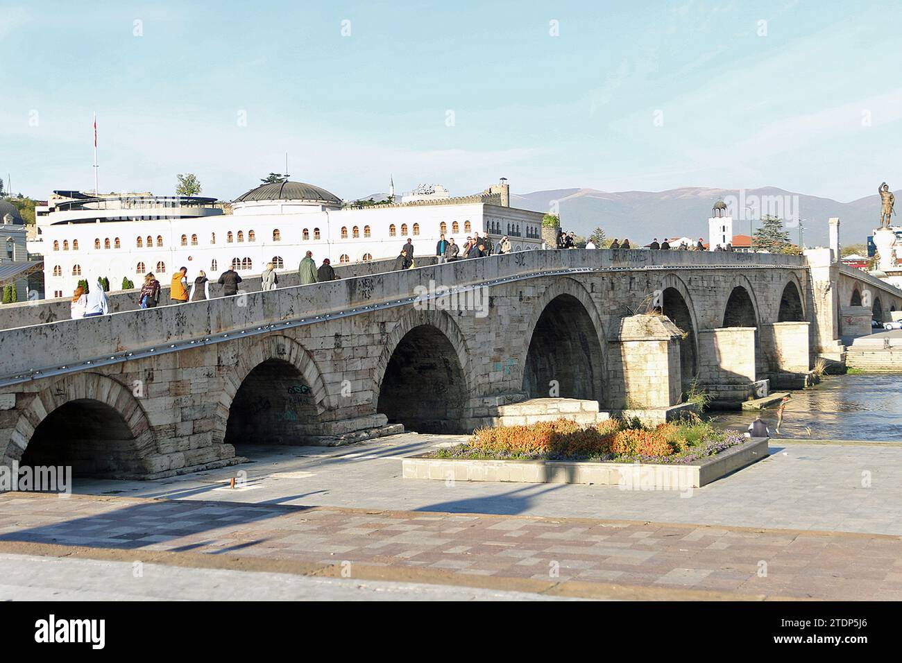 The Stone Bridge is a bridge across the Vardar River in Skopje, the ...