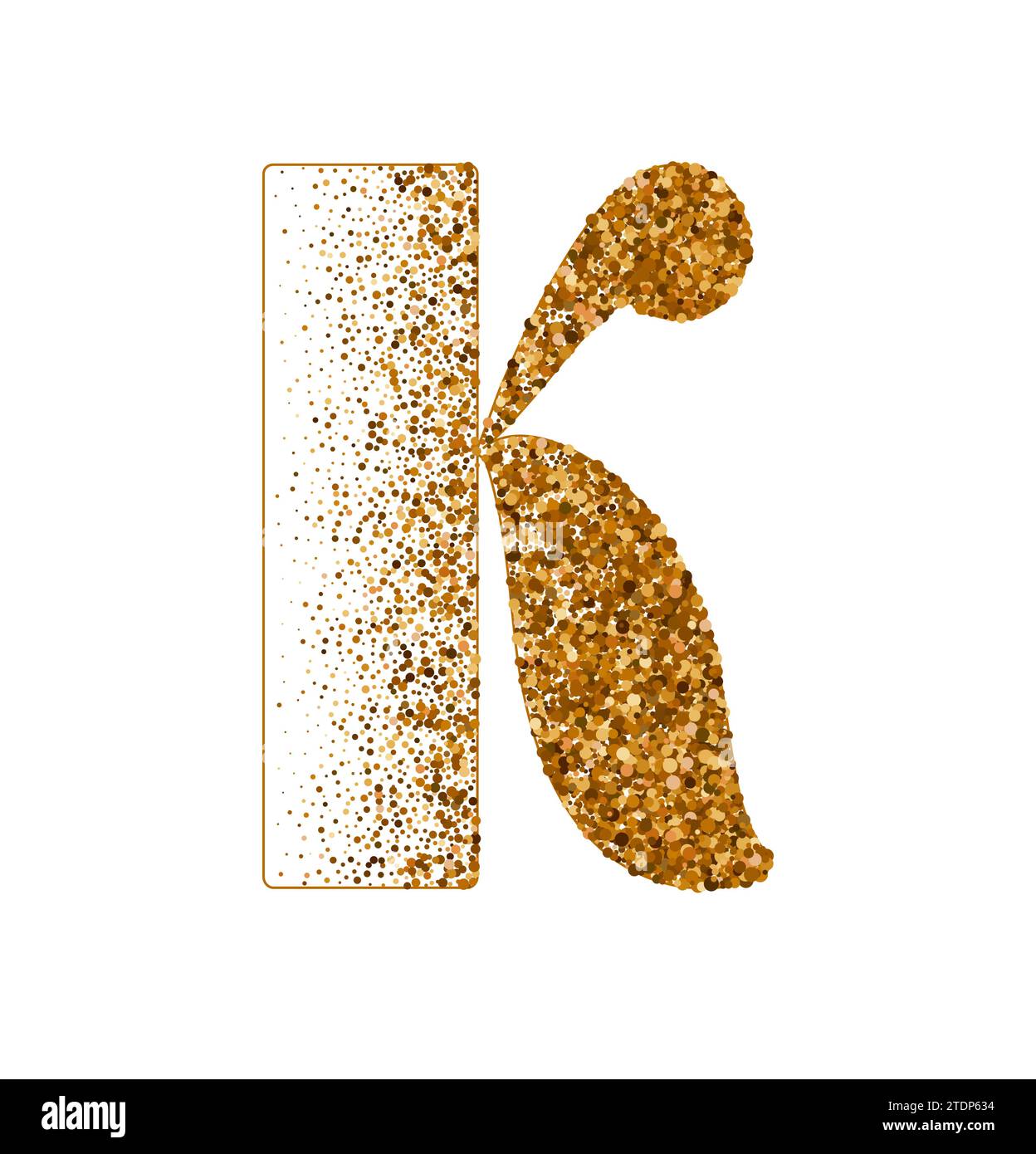 Letter K of Latin alphabet decorated with sand effect stipple texture ...