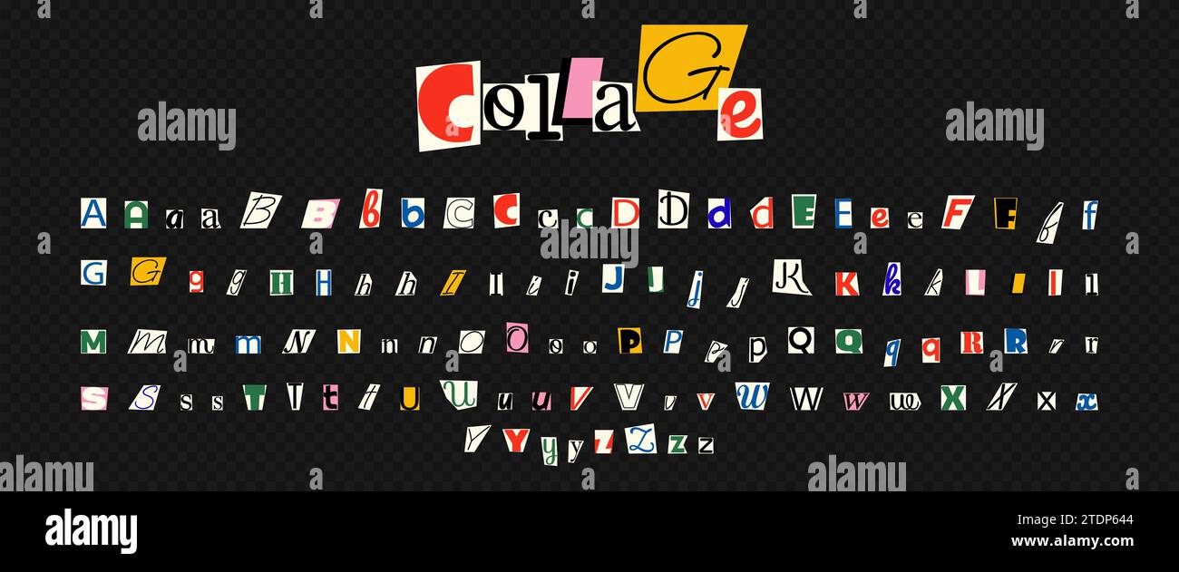Collage font anonymous letters cut out ransom alphabet vector ...