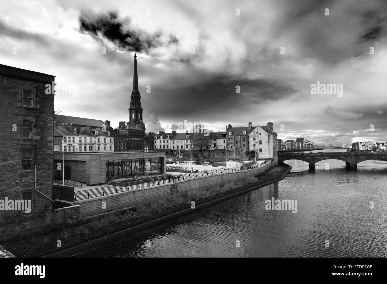 View of the New Bridge over the river Ayr, Ayr town, South Ayrshire ...