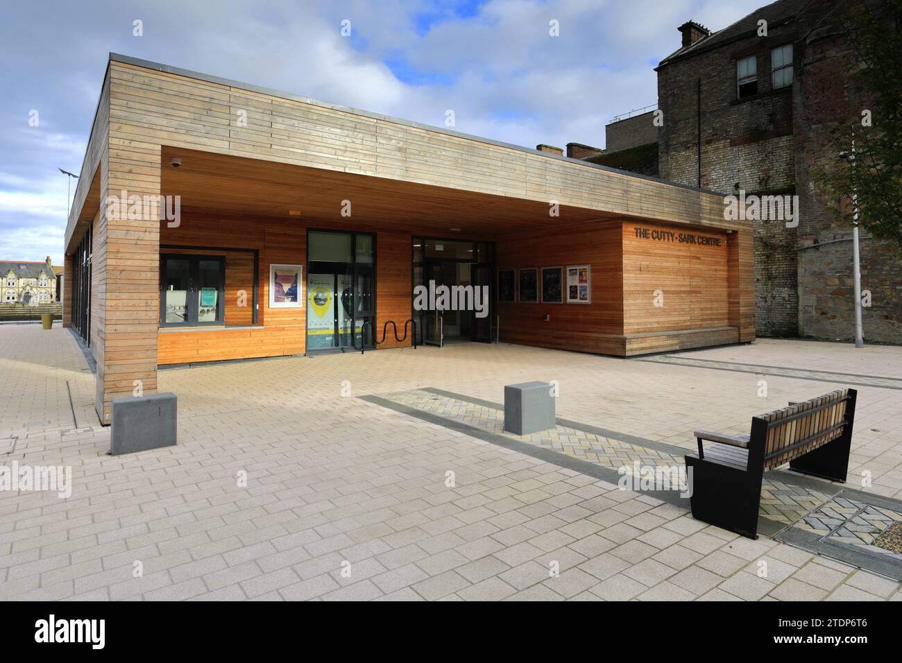 View of the Cutty Sark centre next to the river Ayr, Ayr town, South ...