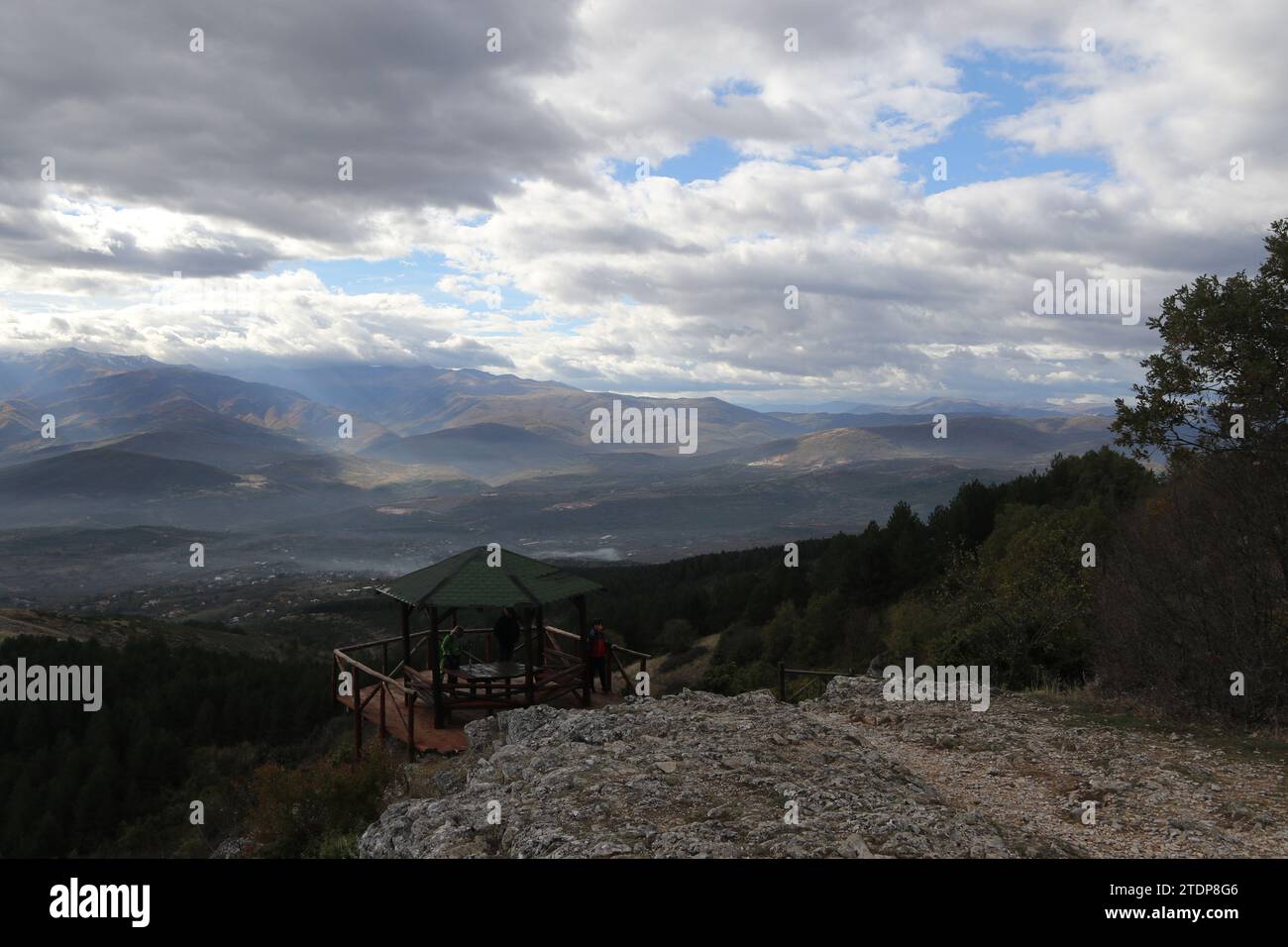 View from mount Vodno which is a mountain in North Macedonia. It is ...
