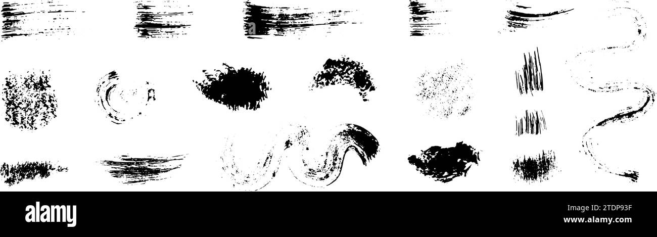 Brush strokes dry paintbrush scratches set vector illustration Stock ...