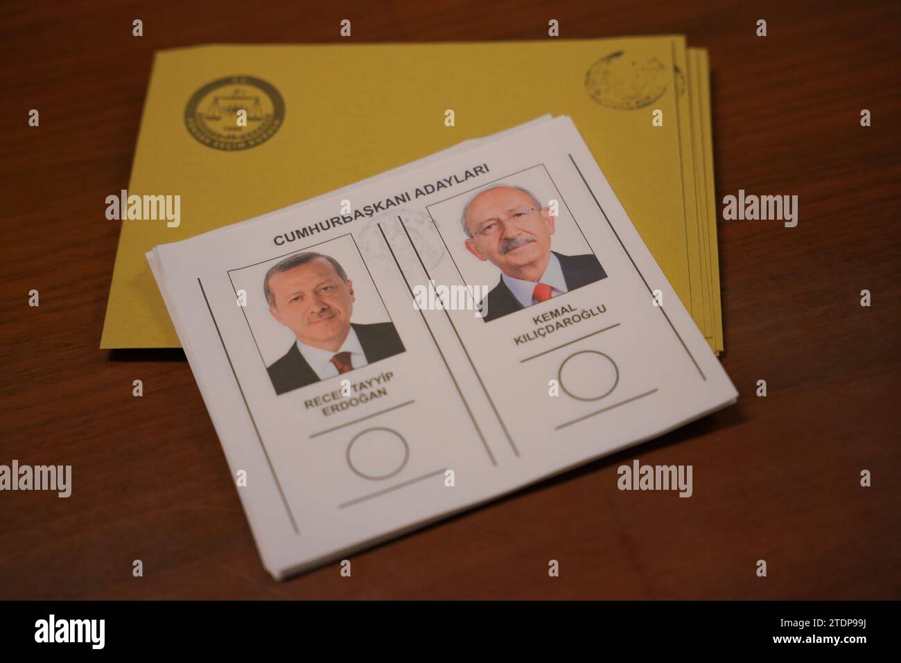 ISTANBUL, TURKIYE - MAY 28, 2023: Ballot and stamp during Presidential ...